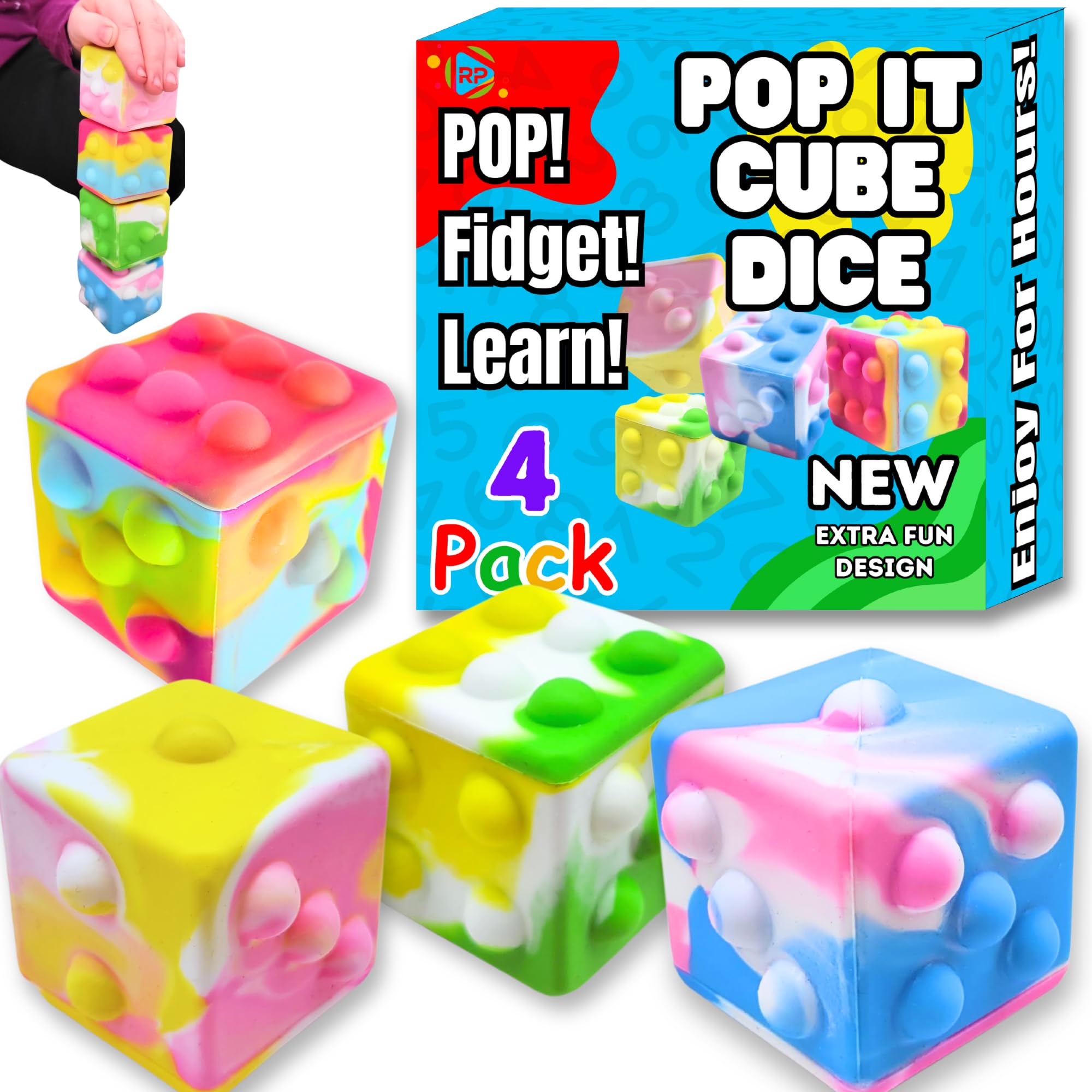 Pop It Fidget Toys Cubes - Fidget, Stack & Count! Pop Its - Fun Pop It Toy - Sensory Fidget Toys ...
