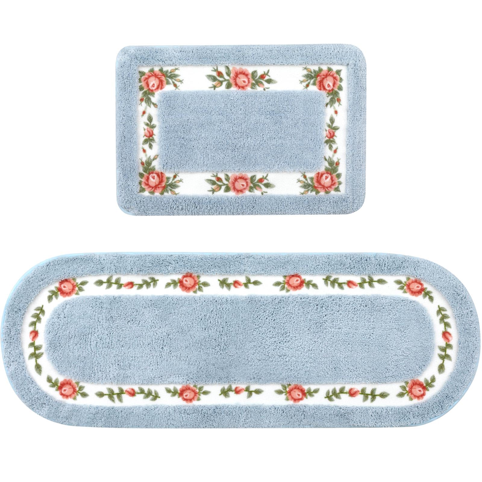 Drydiet 2 Pcs Rose Flowers Bathroom Rugs Set Coquette Room Decor Floral ...