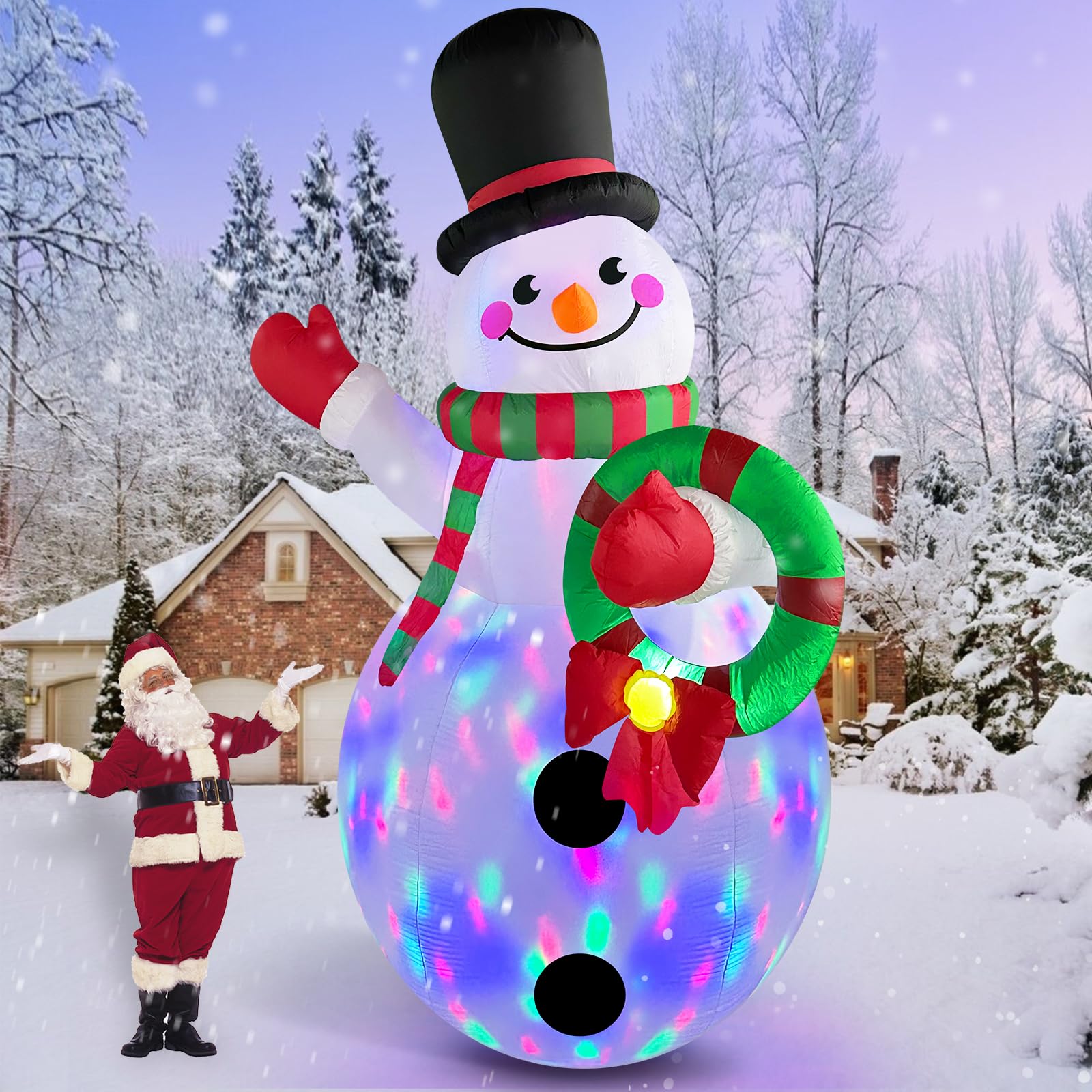 Danxilu 12 FT Giant Christmas Inflatables Snowman Built-in Rotating LED ...