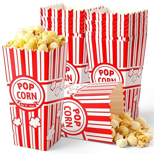 VOISEN Popcorn Boxes,20 Pack Popcorn Bucket Containers, 46 OZ Red and ...