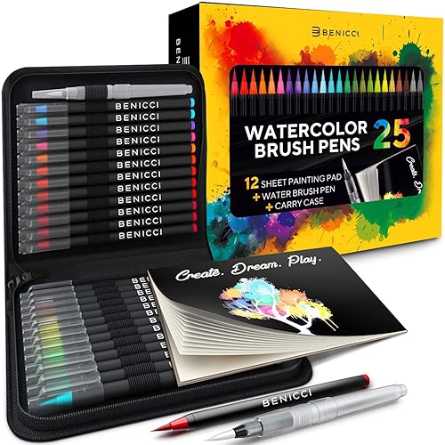 Artist Watercolor Brush Pens Set of 26 Vibrant Markers with Bonus 1 ...