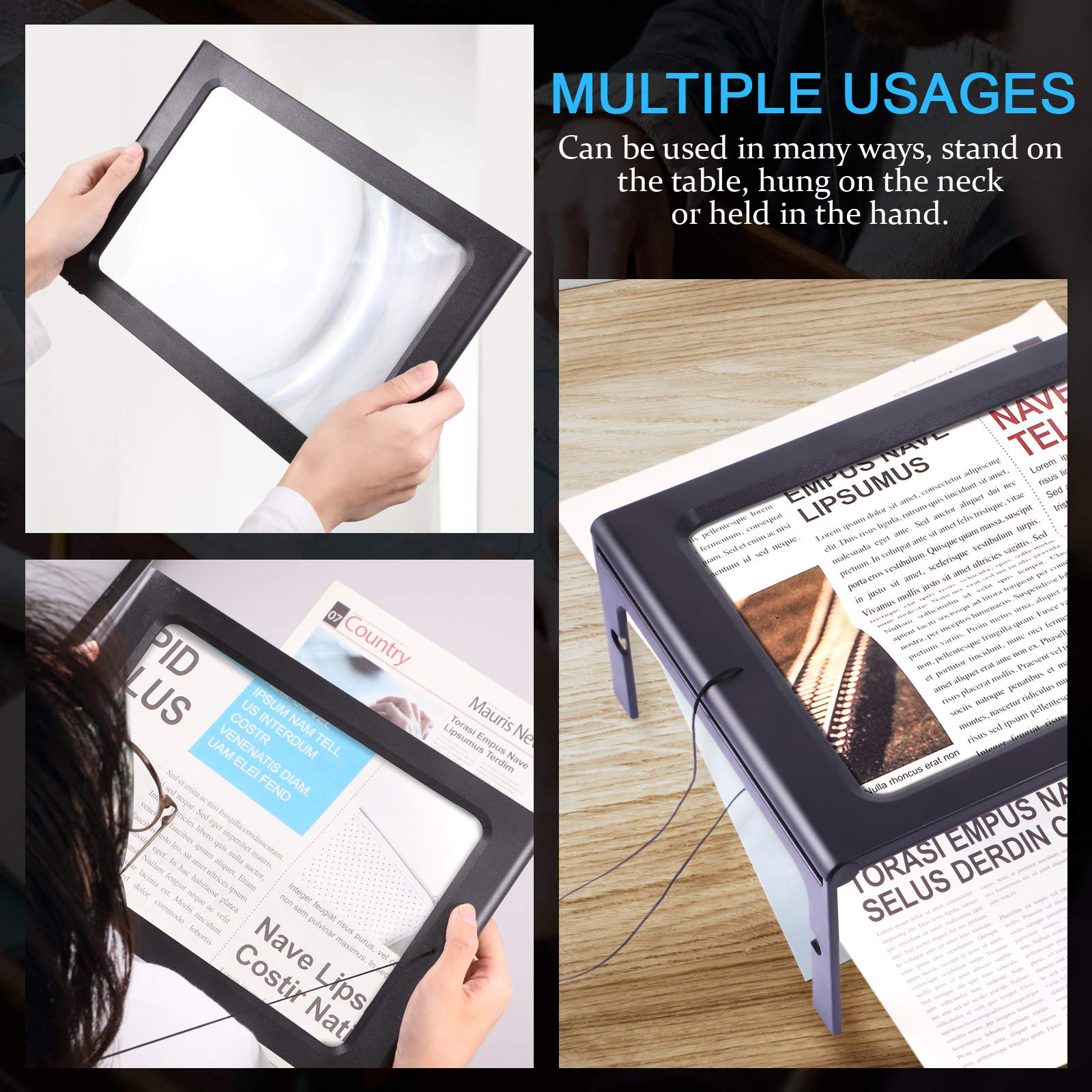 Mua Rectangular Page Magnifier with 12 LED Lights 3X Magnifying Glass ...