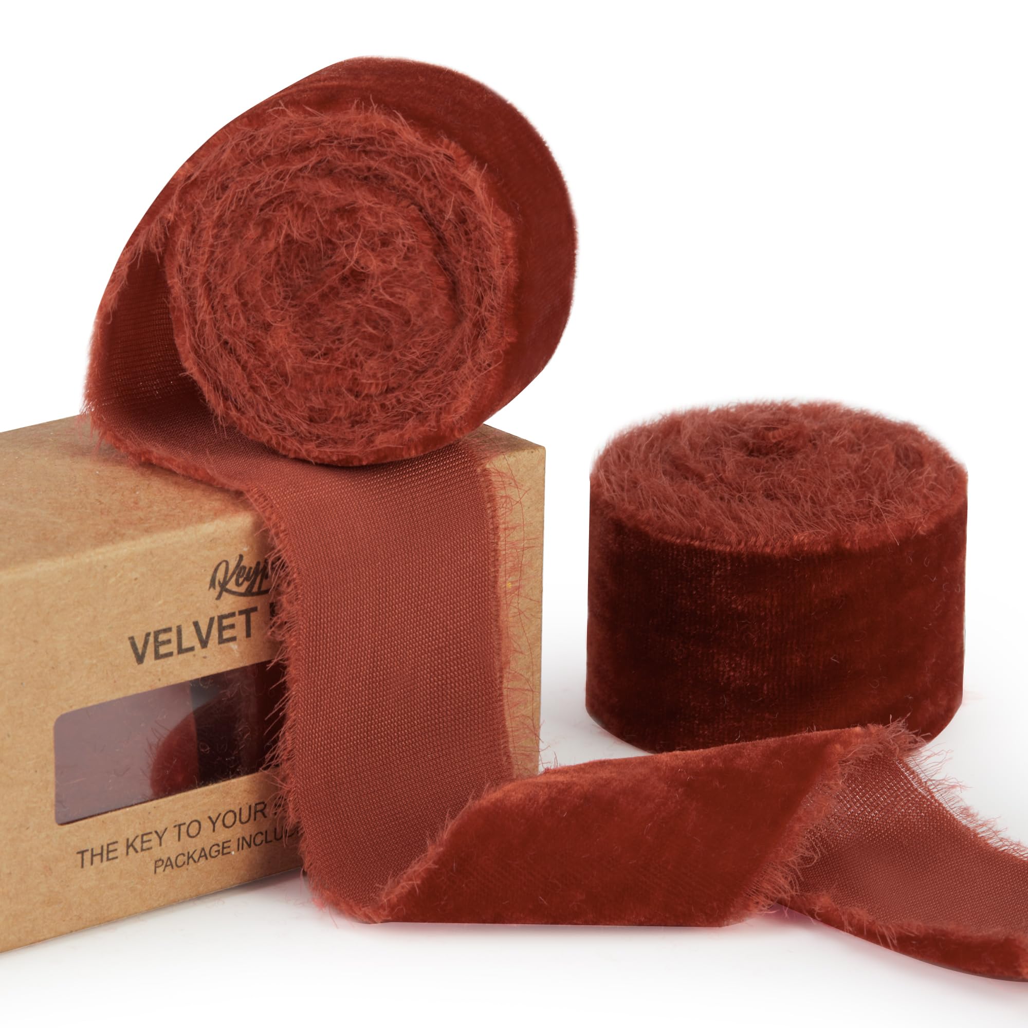 Keypan Rust Red Velvet Ribbon for Gift Wrapping - 1 1/2 inch Wide ...