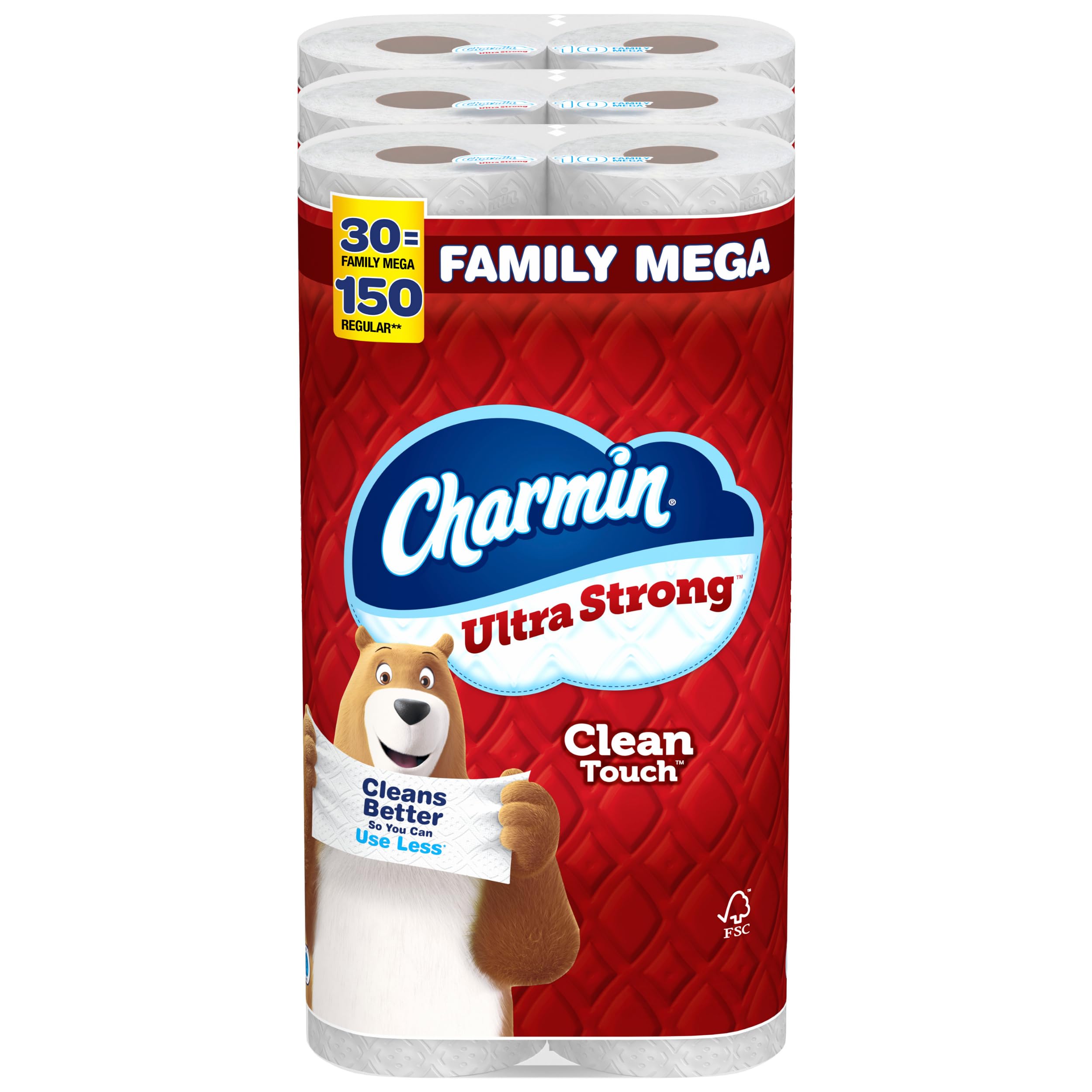 Charmin Ultra Strong Clean Touch Toilet Paper, 30 Family Mega Rolls ...