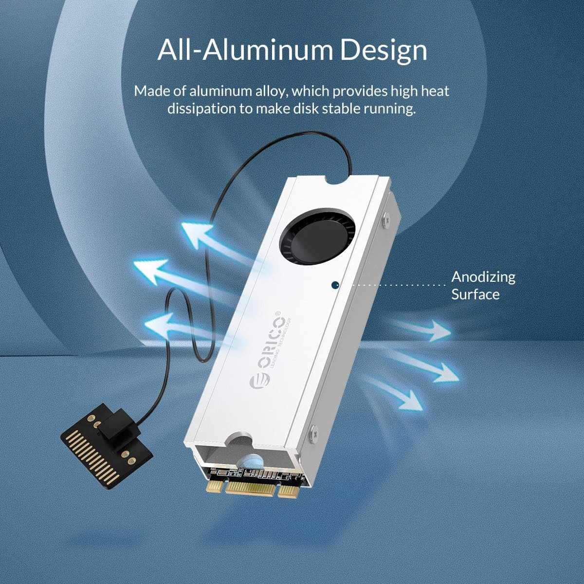 ORICO M.2 2280 SSD Heatsink Cooler with 20mm Smart Cooling Fan for M2 ...