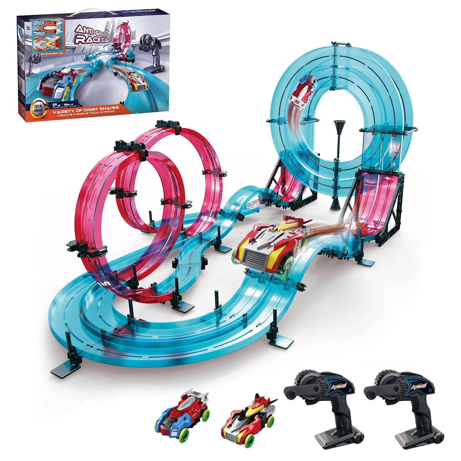 INSGEN Slot Car Race Track Sets for Kids, Hot Magnetic Attraction Track ...