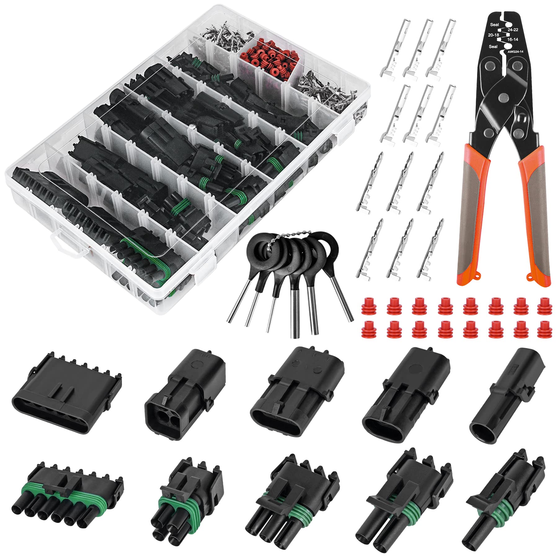 367Pcs 20 Kits Waterproof Automotive Electrical Connectors 1/2/3/4/6 ...