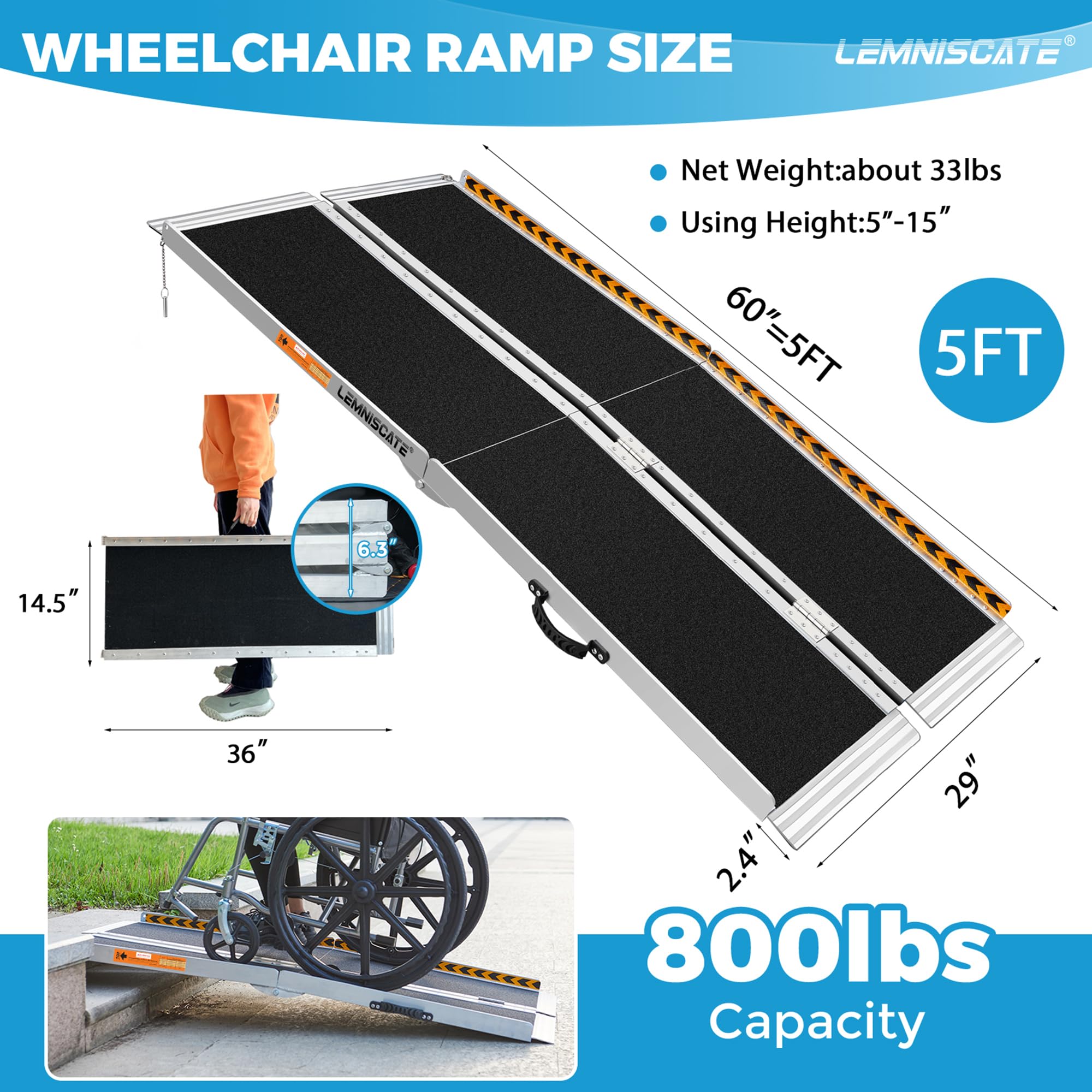 Mua LEMNISCAT Wheelchair Ramp 5FT,Portable Wheel Chair Ramps for Steps ...