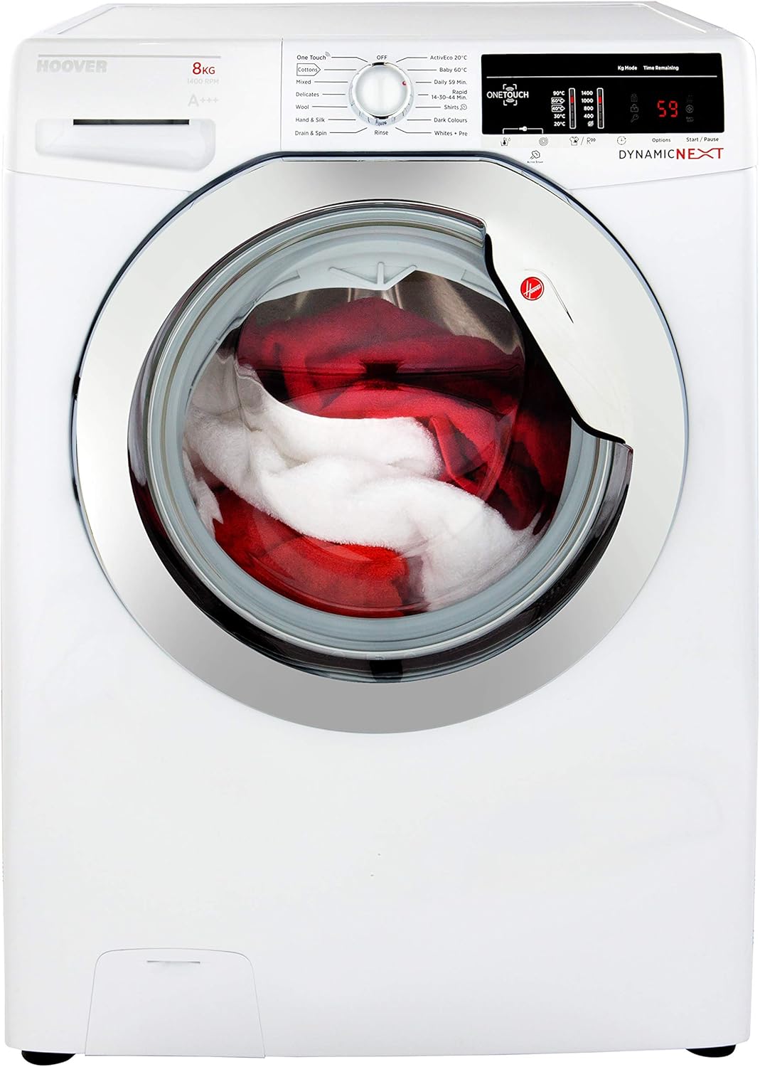 Hoover DXOA 48C3 Freestanding Dynamic Next Washing Machine, NFC Connected, 9kg Load, 1400rpm ...