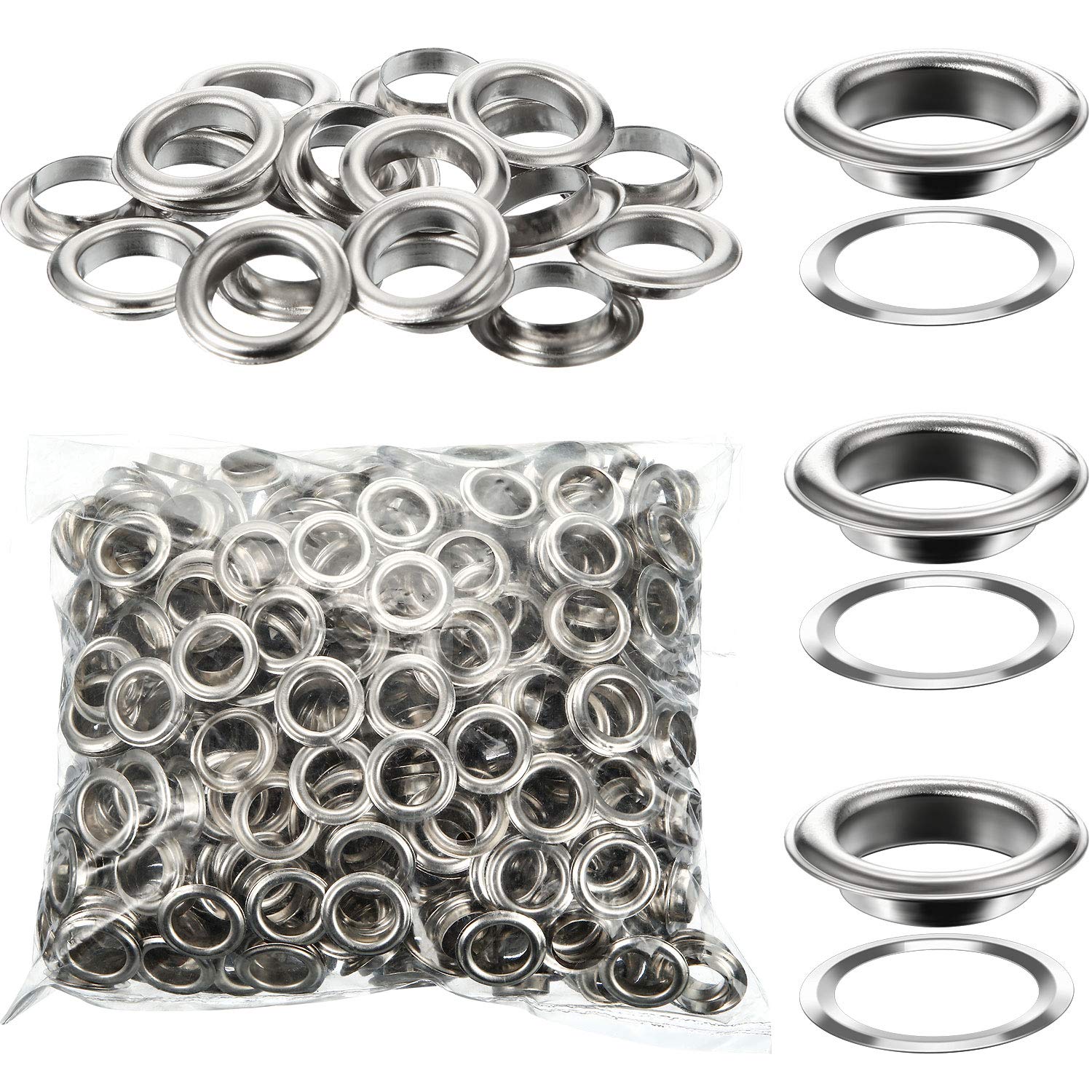 500 Pieces Grommet and 500 Pieces Washer 1/2 Inch Grommet Kit Nickel ...