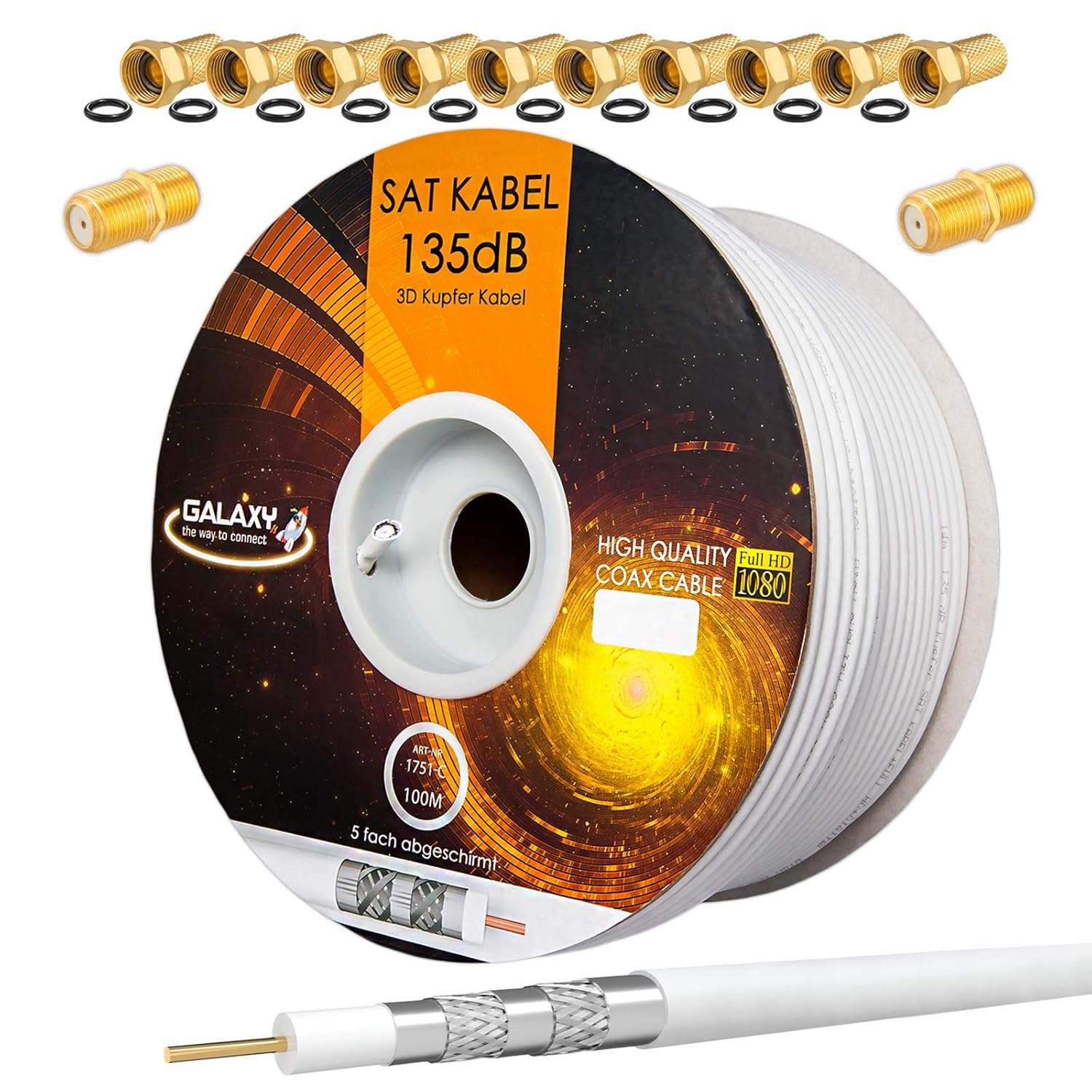 HB-Digital Kaxial sat-cable + F-plug. – BigaMart