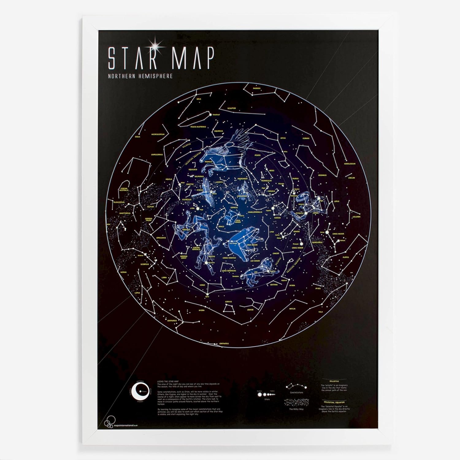 Maps International Glow in The Dark Poster – Stars & Constellations Map ...