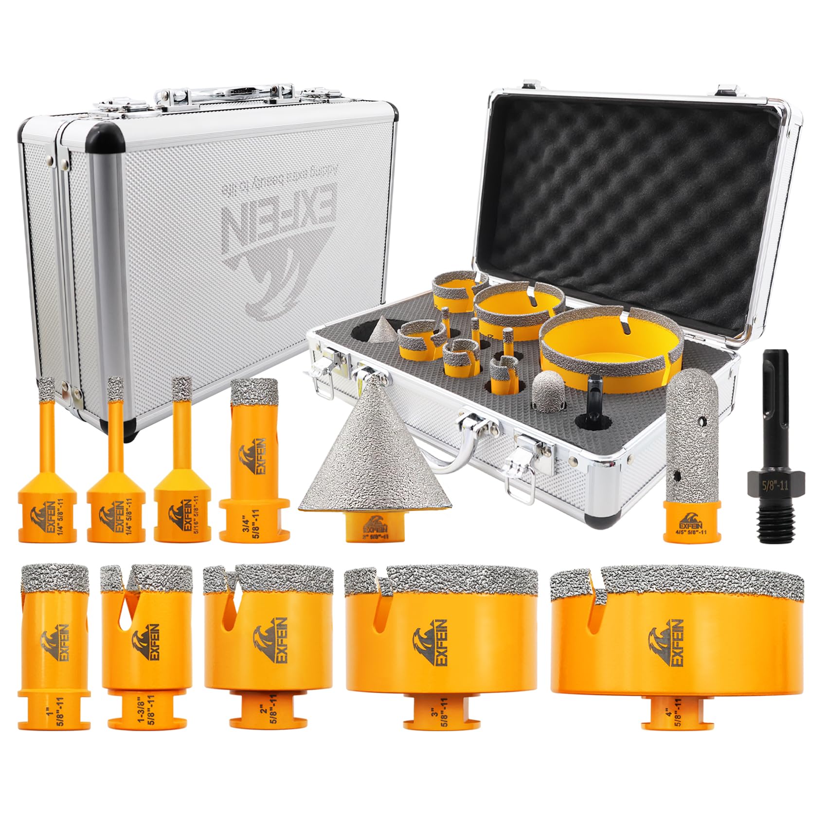 EXFEIN Diamond Tile Hole Saw Kit 12pcs - Diamond Core Drill Bits 6/6/8 ...