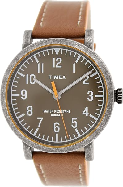 Timex Men's Originals T2P507 Orange Leather Analog Quartz Watch with ...