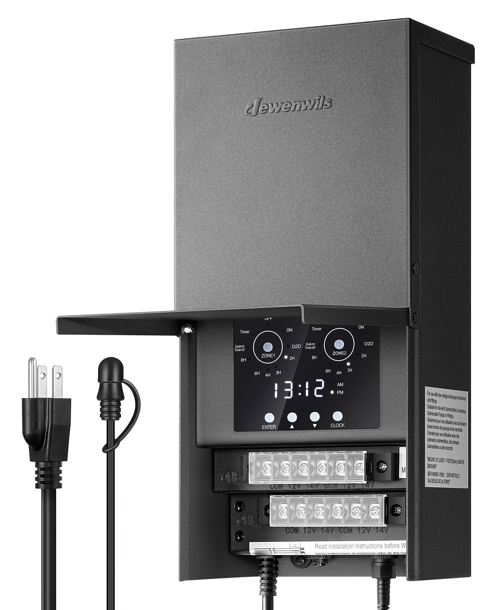 DEWENWILS 600W Low Voltage Landscape Transformer, Photocell Sensor ...