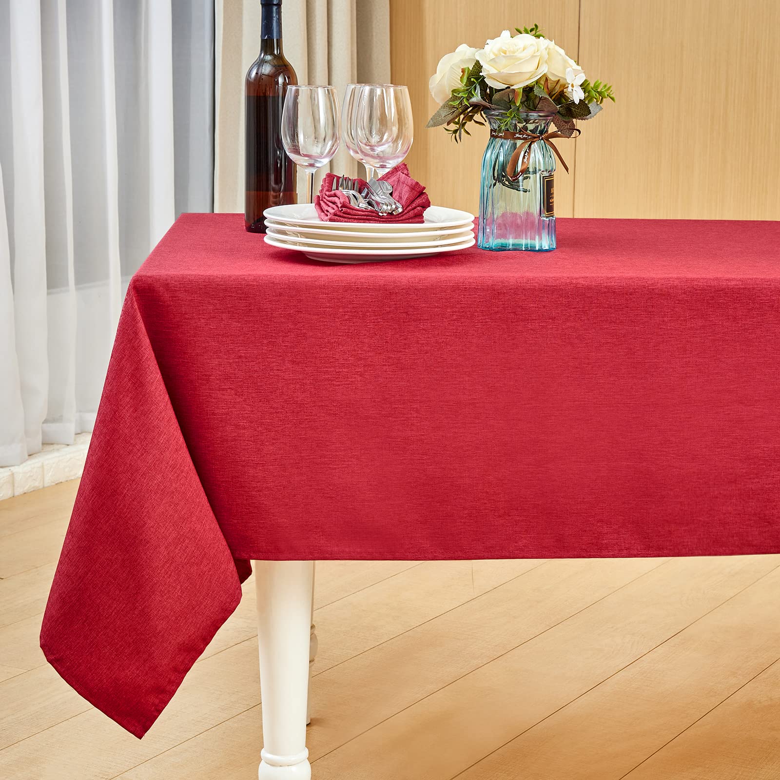Mebakuk Rectangle Table Cloth Linen Farmhouse Tablecloth Waterproof ...