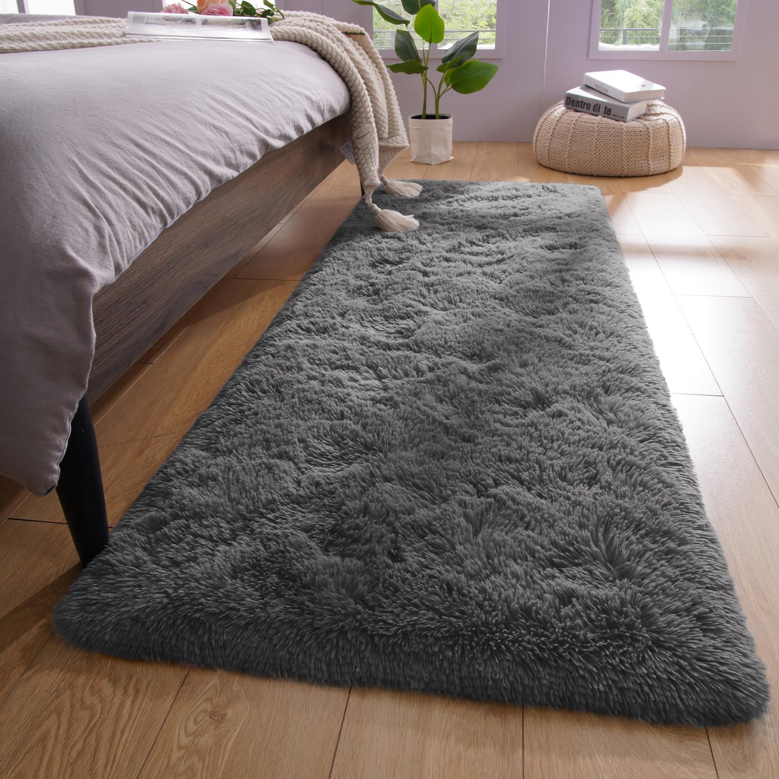 YJ.GWL Fluffy Runner Rugs for Bedroom Living Room Soft Shag Rug 2x6 ...