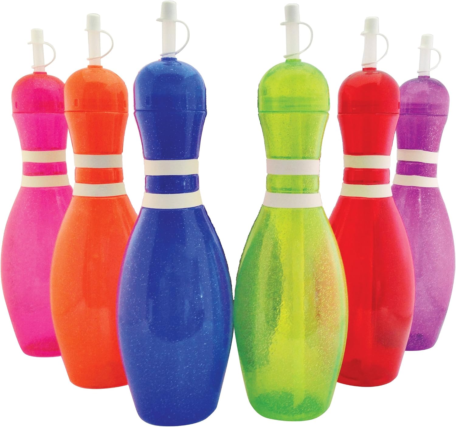 Large Bowling Pin Water Bottles Assorted Colors - 6 Pack: Amazon.co.uk ...