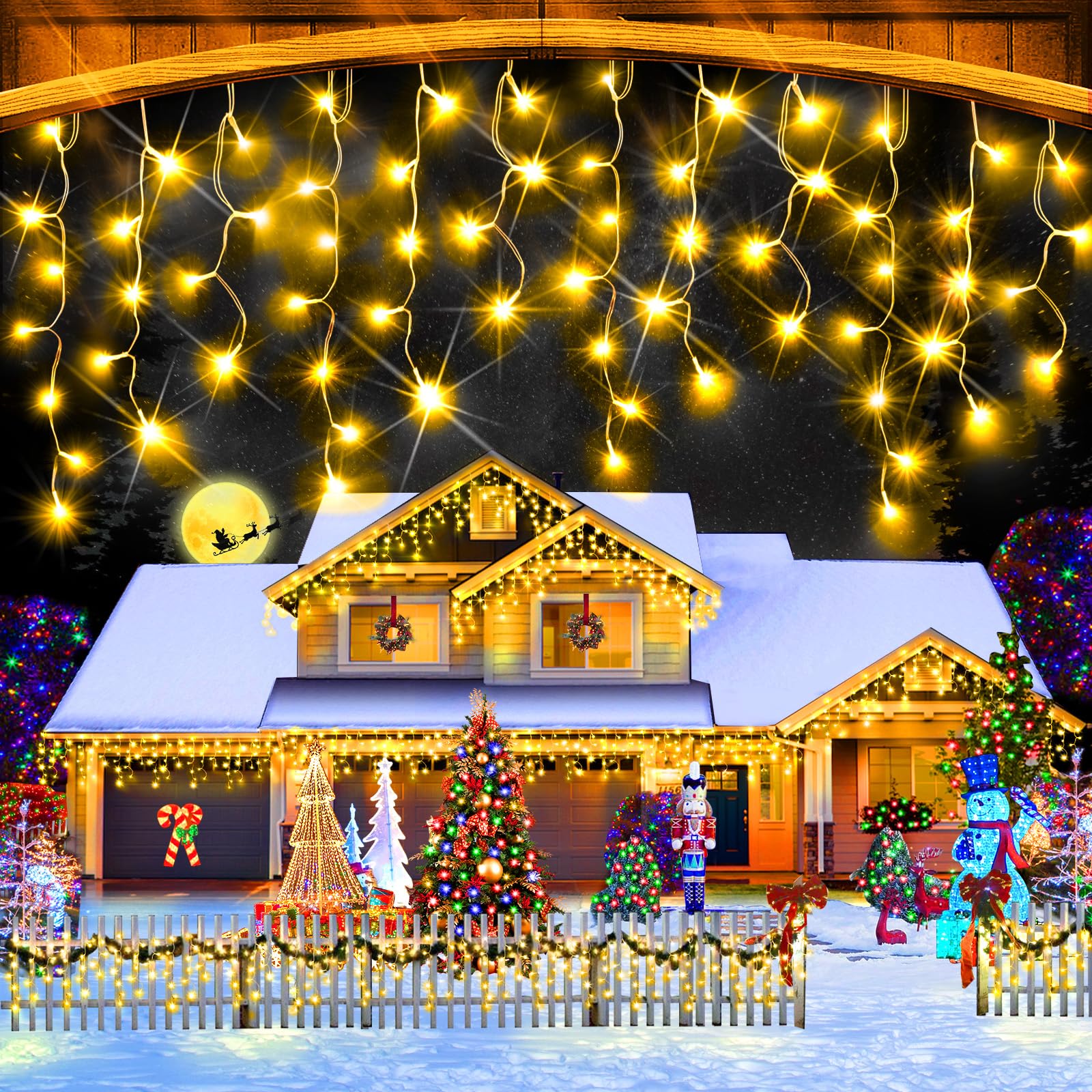 KNONEW 50ft 480 LED Christmas Lights Outdoor Decorations with 90 Drops ...