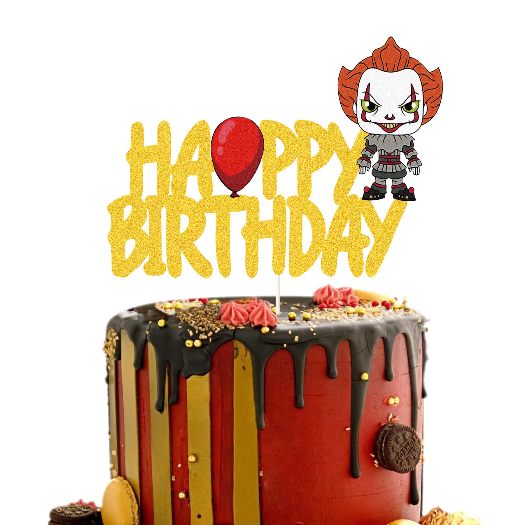 Buy Gold Glitter Baby Pennywise Happy Birthday Cake Topper, Pennywise ...