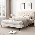 Amazon.com: CXVX Full Size Platform Bed Frame with Upholstered Velvet ...