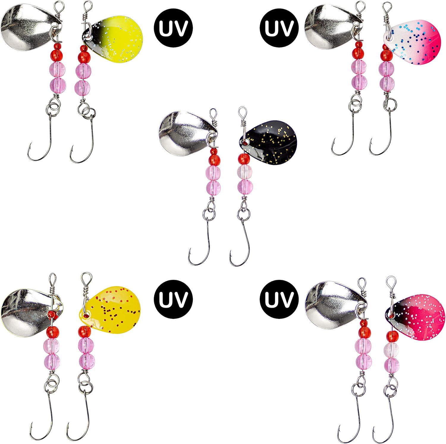 Zite Fishing Trout Spinner Fishing Lure Set – 5 Ultra Light Spoons ...