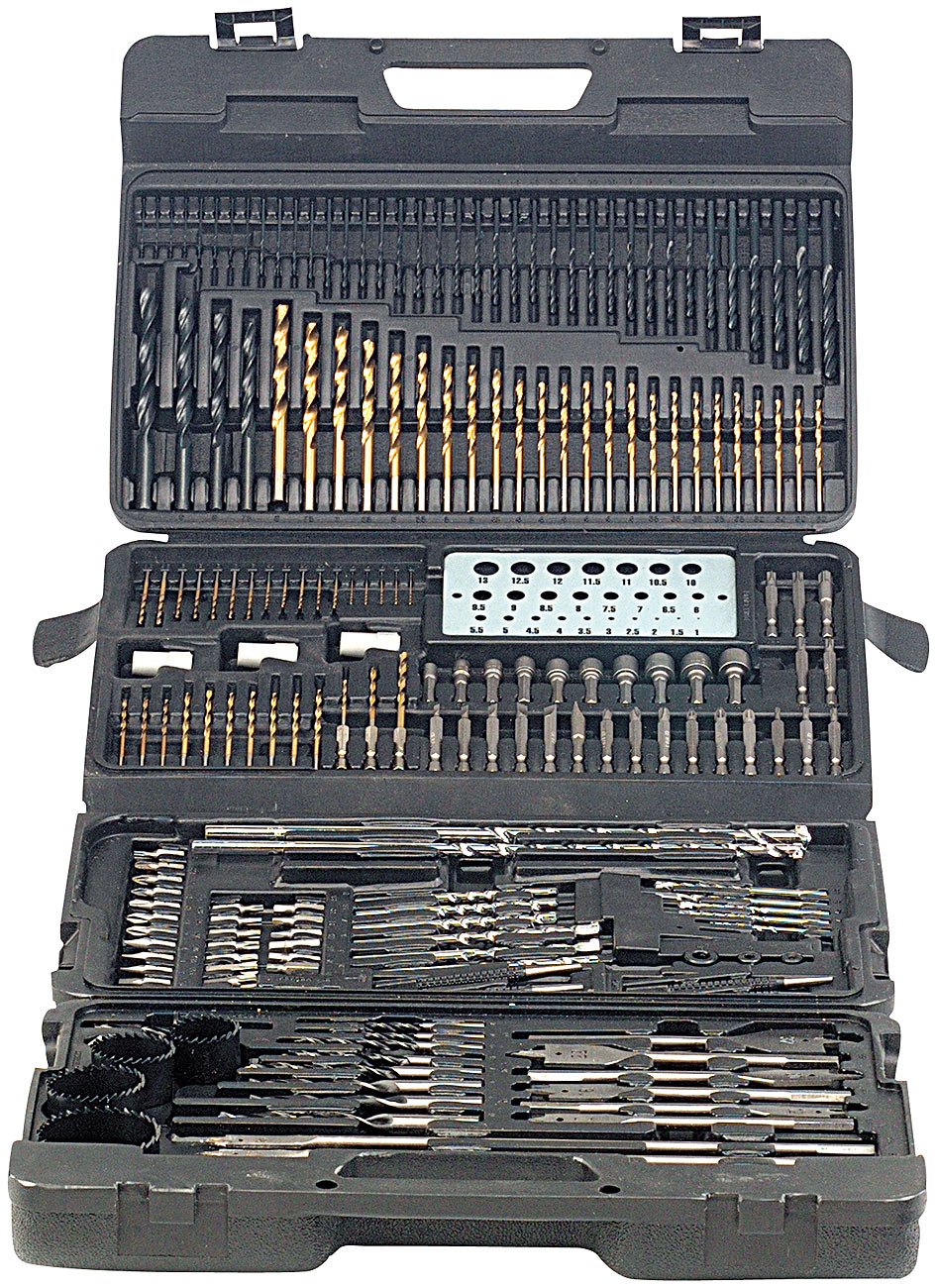 AGT Bohrerset: Profi Bohrer- & Bit-Set 204-teilig Chrom-Vanadium inkl ...