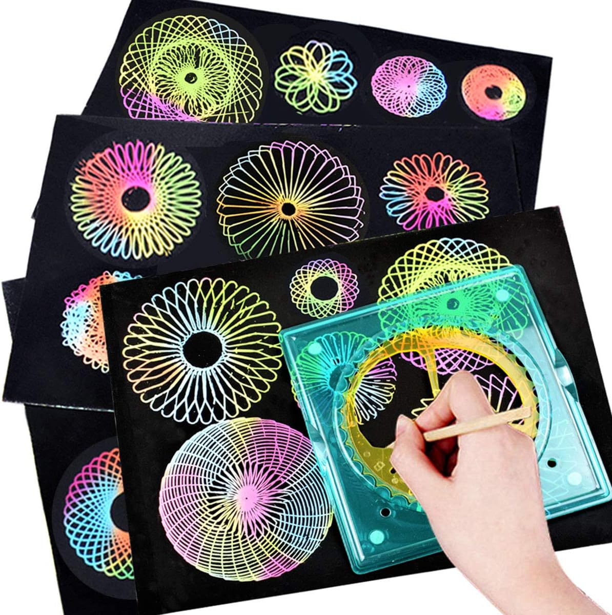 NUOBESTY 11pcs Spiral Stencil Set Drawing Ruler Template Spirograph Set ...