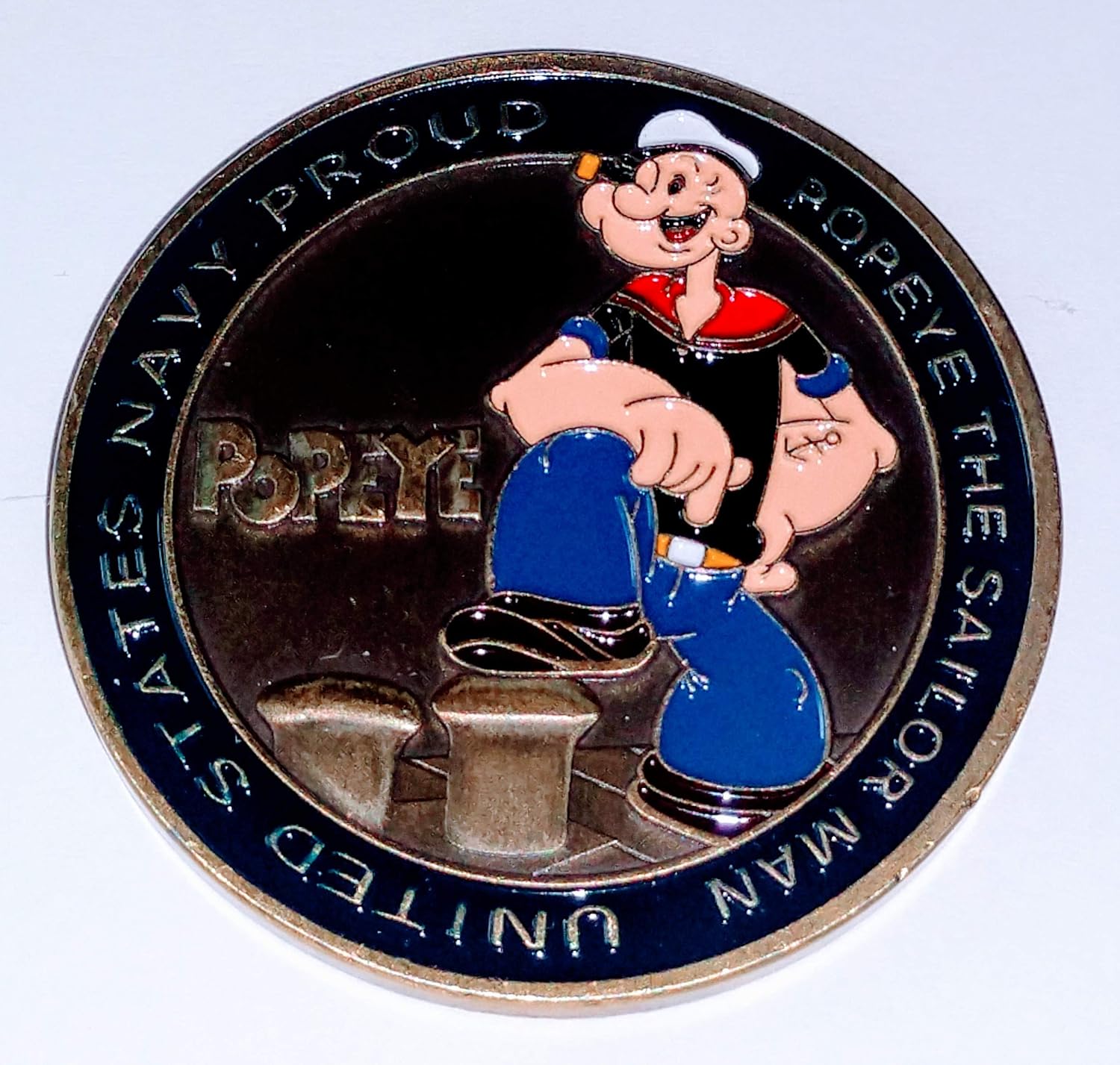 Amazon.com: Navy Proud Popeye Sailor Colorized Challenge Art Coin ...