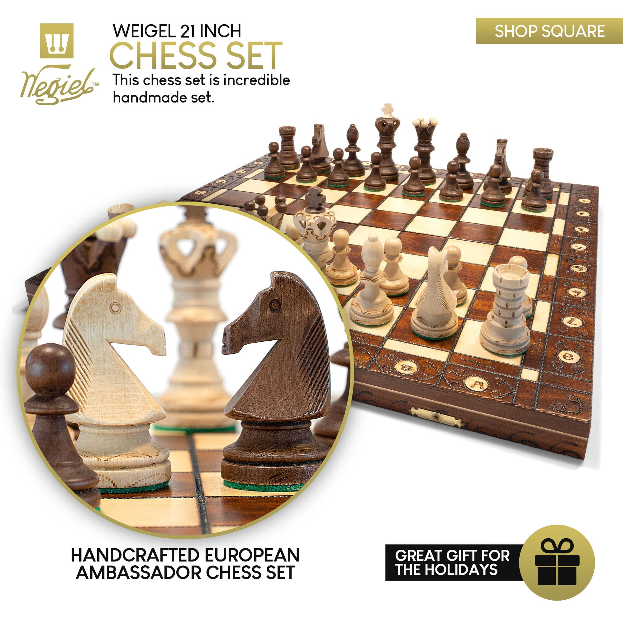Mua Wegiel Handmade European Ambassador Chess Set - Wooden 21 Inch ...