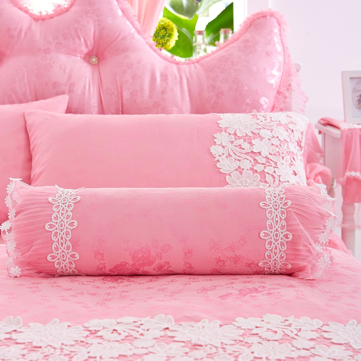 Girls Bedding Sets White Lace Ruffle Duvet Cover Set Princess Bed Skirt ...