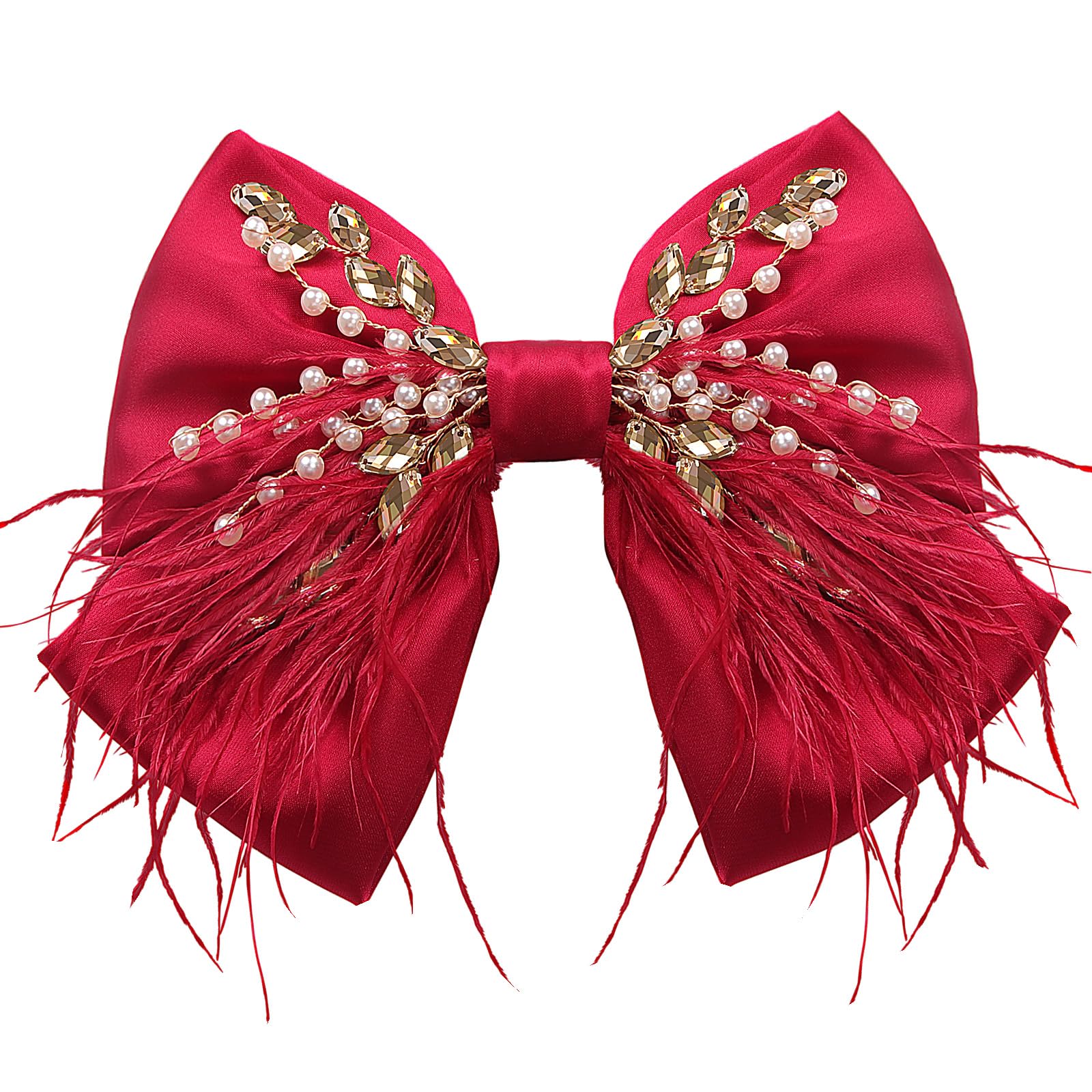 CROWN GUIDE Large Hair Bows Clips for Women Girls Silk Satin Hair ...