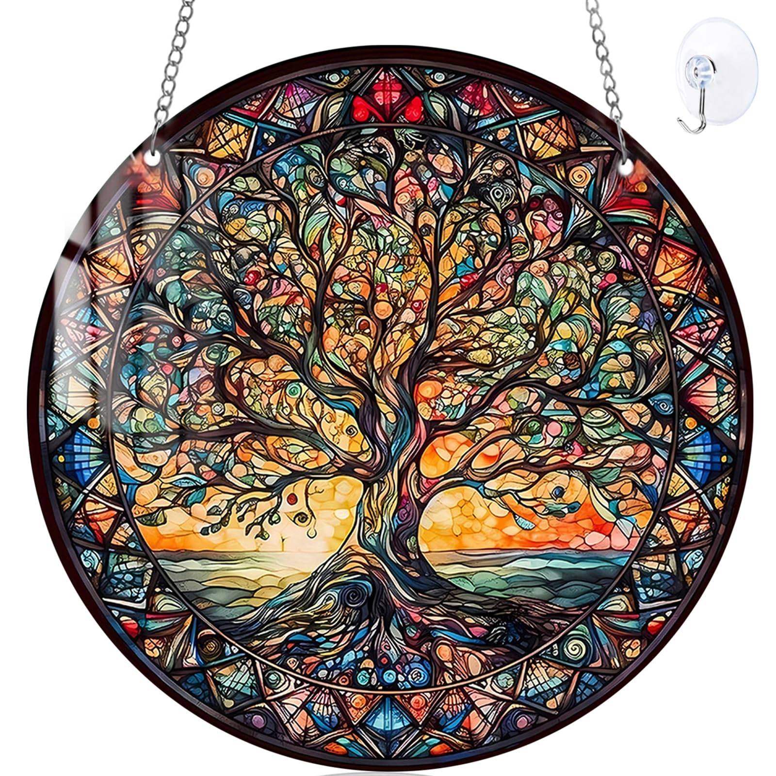 Tree of Life Suncatcher Stained Window Hanging - Wall Art Sun Catchers ...