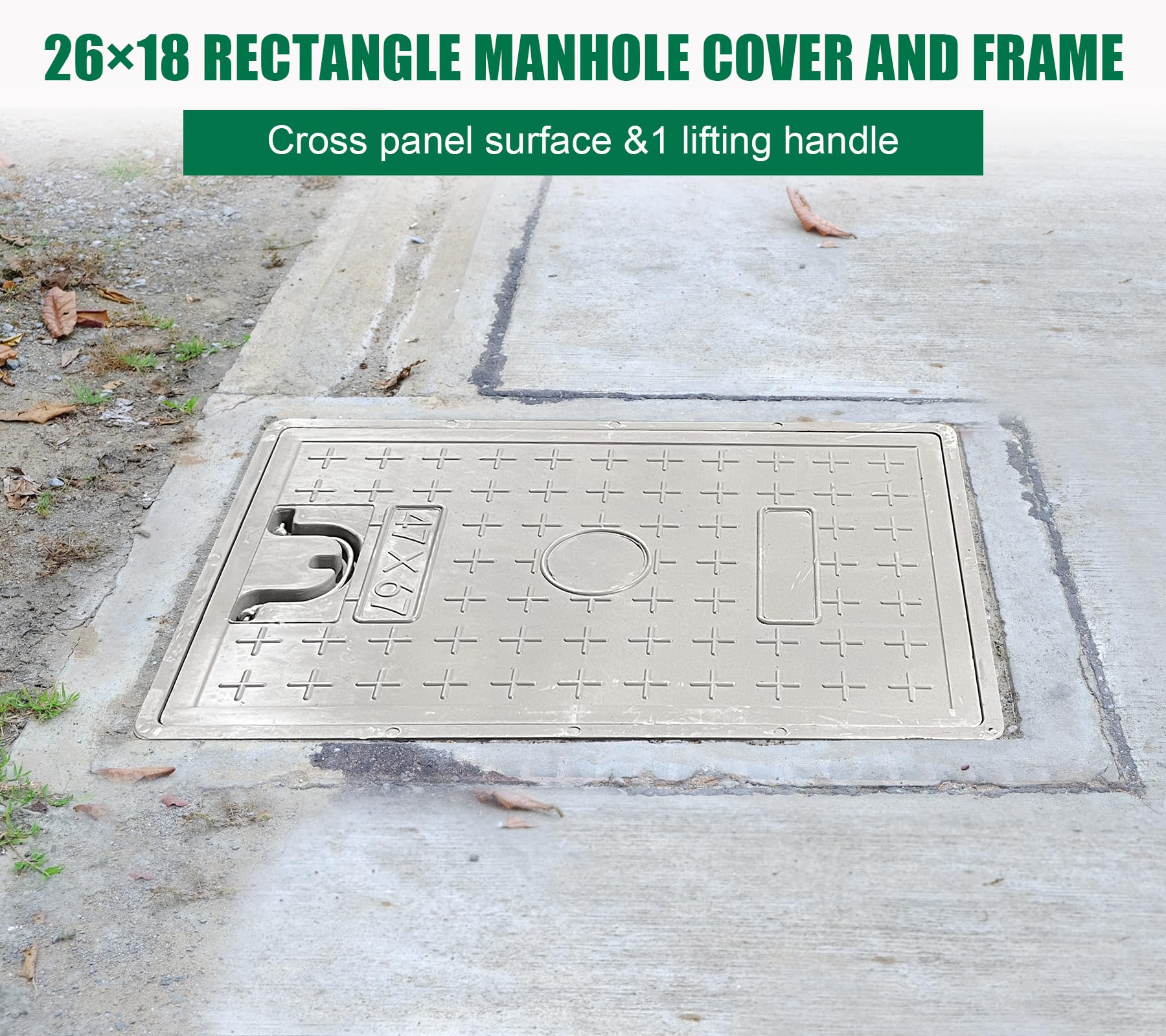 Natotela Recessed Manhole Cover And Frame 26x18in,Rectangle FRP ...