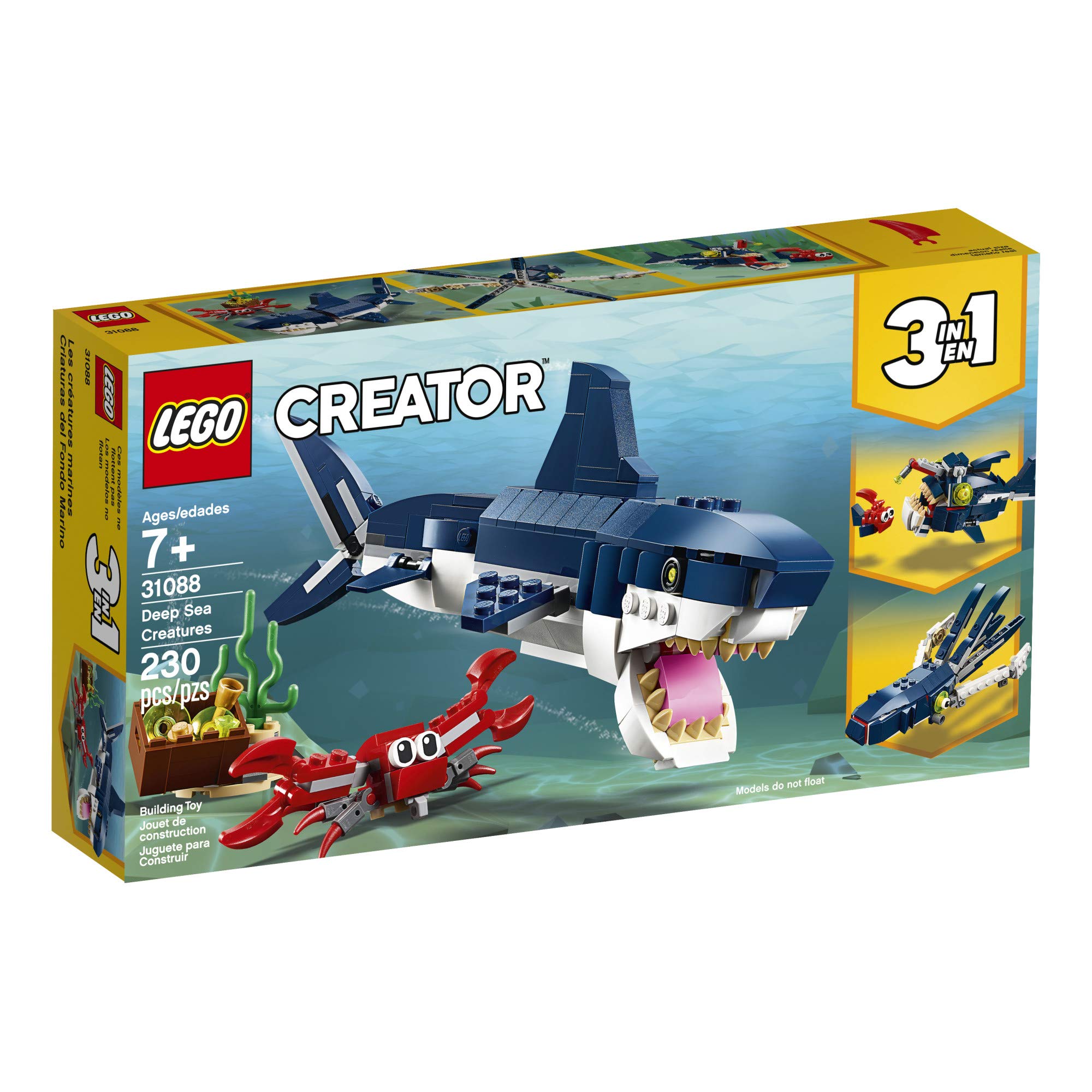 LEGO Creator 3in1 Deep Sea Creatures 31088 Shark, Crab, Squid or Angler ...