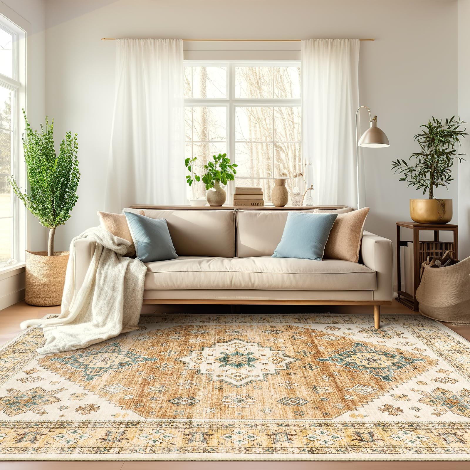 Roxstand Area Rugs 5x7, Low Pile Non-Slip Backing Rugs, Super-Soft Home ...