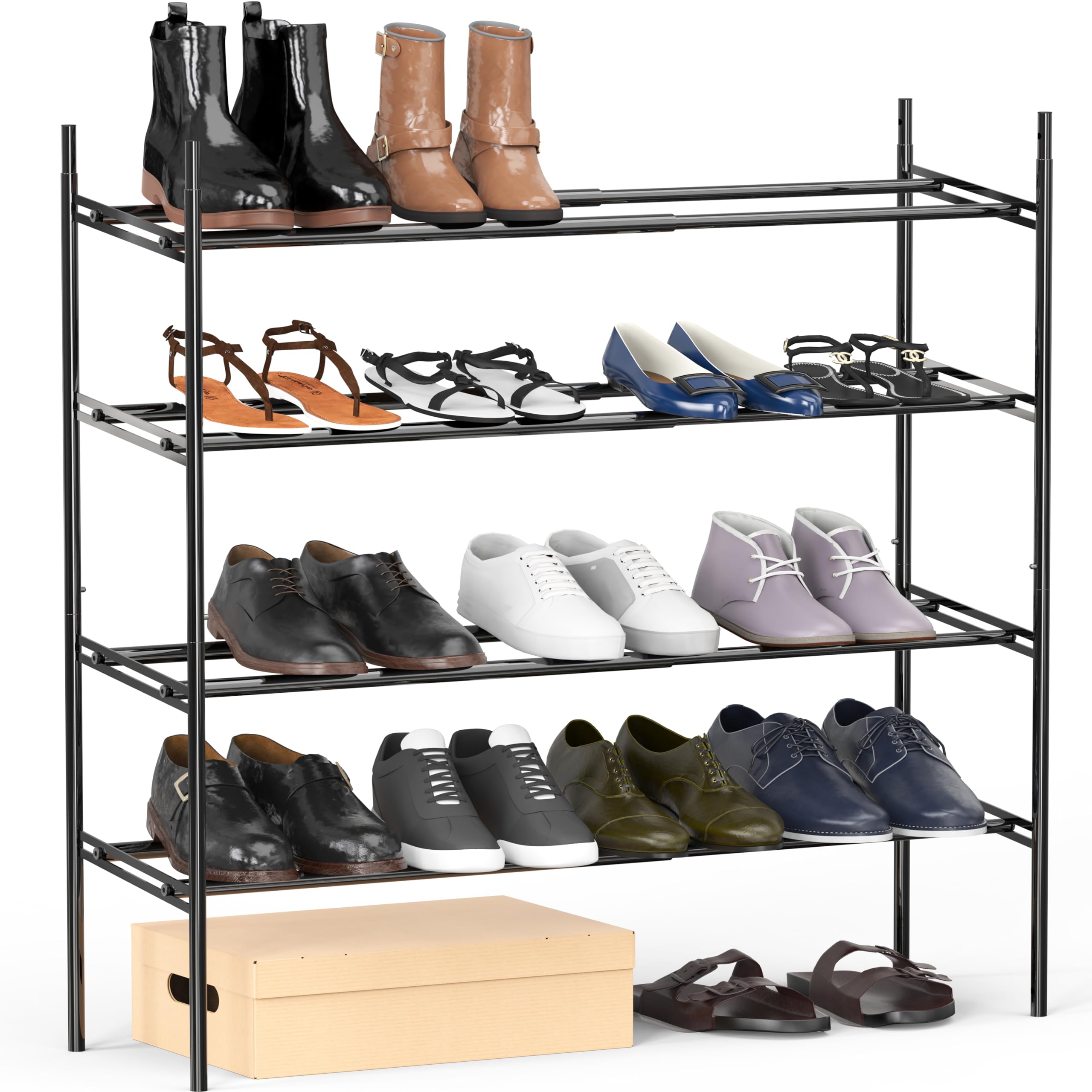 Mua Simple Houseware 4-Tier Stakable Shoe Racks with Extendable Shelves ...