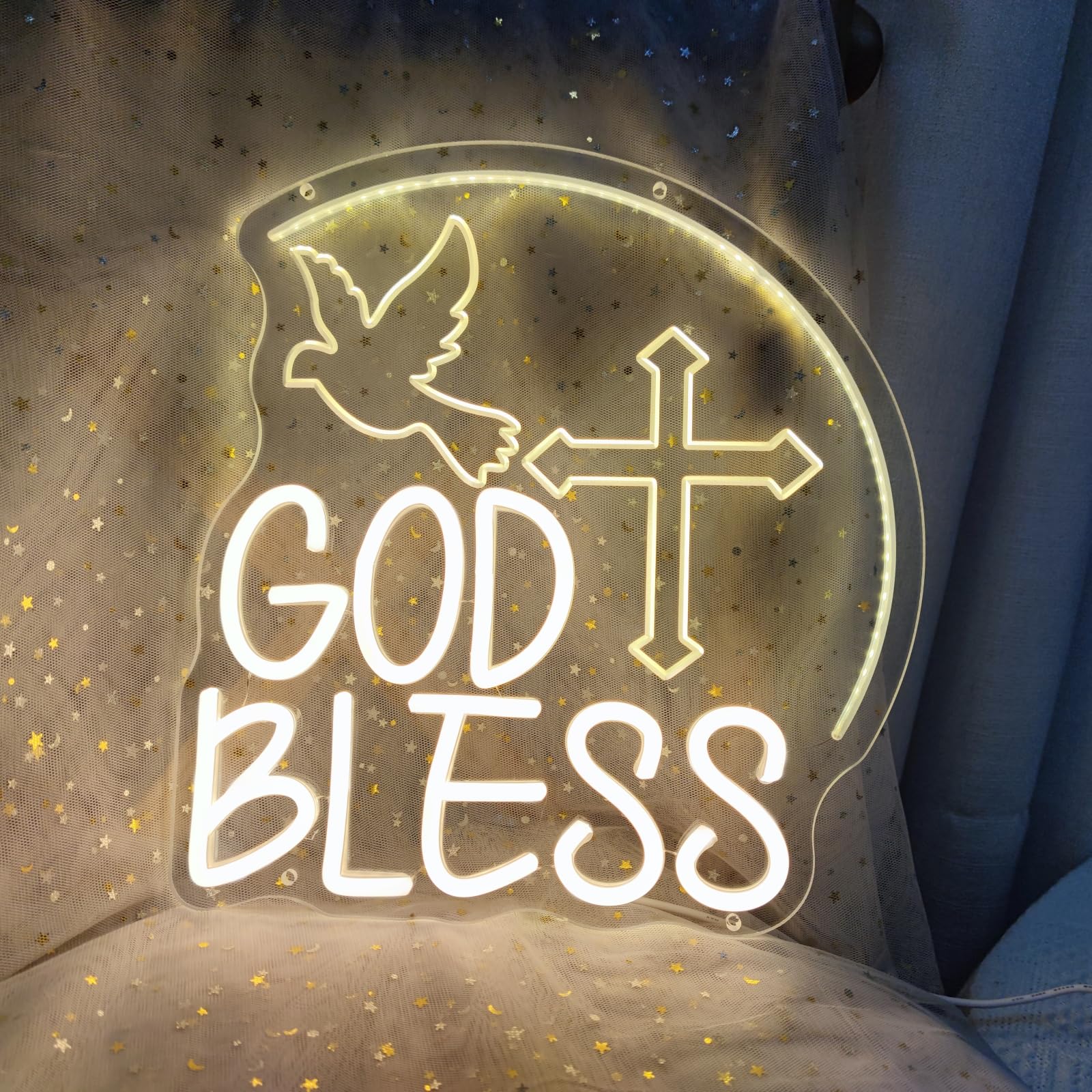 God Bless Neon Signs for Wall Decor, Neon LED Sign God Bless Baptism ...