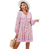 R.Vivimos Women's Short Sleeve Floral Print V Neck Cotton Tunic Dress at Amazon Women’s Clothing ...