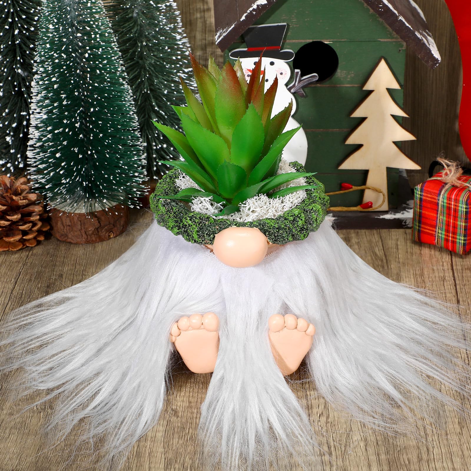 Mindsoft LargeGnomes Succulent Planter with Artificial Succulents Resin ...