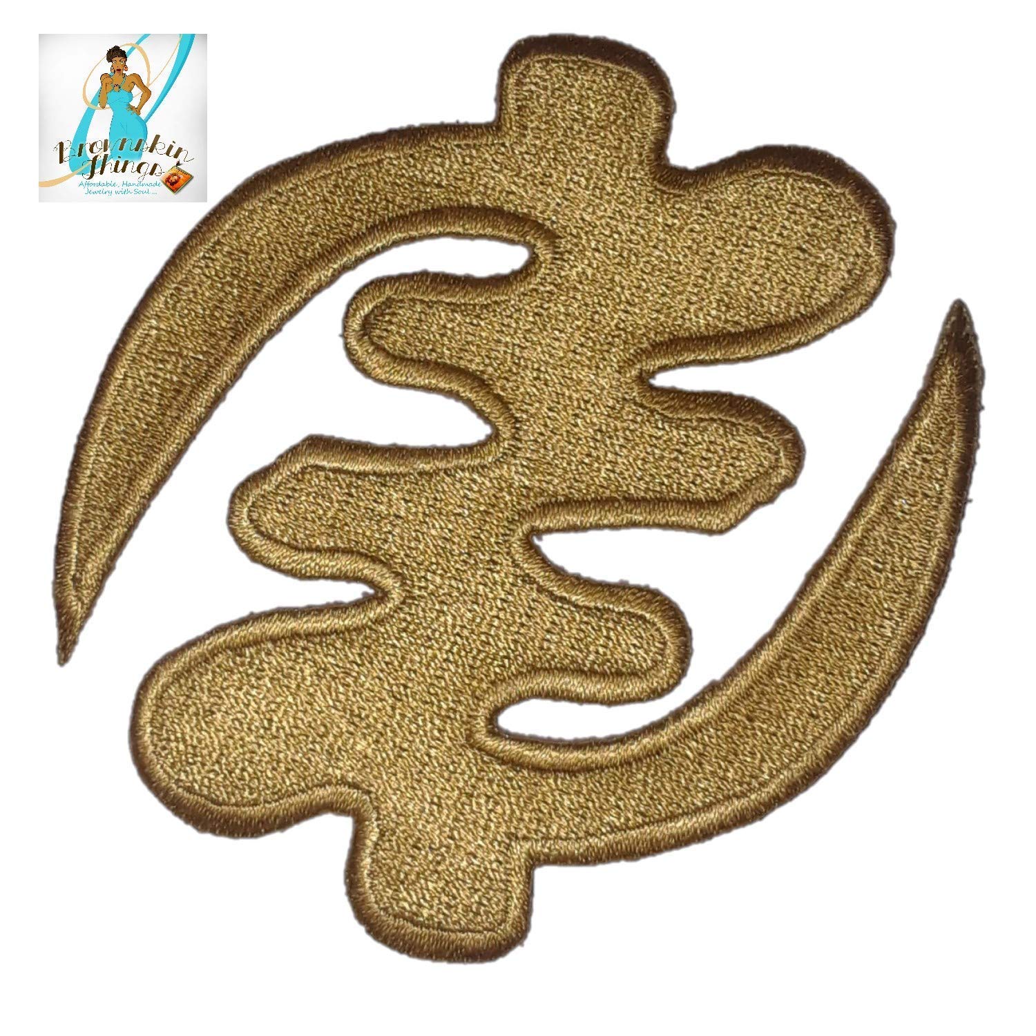 Gold Gye Nyame Patch - Adinkra Symbol 'Except God' - 3.25x3.00 ...
