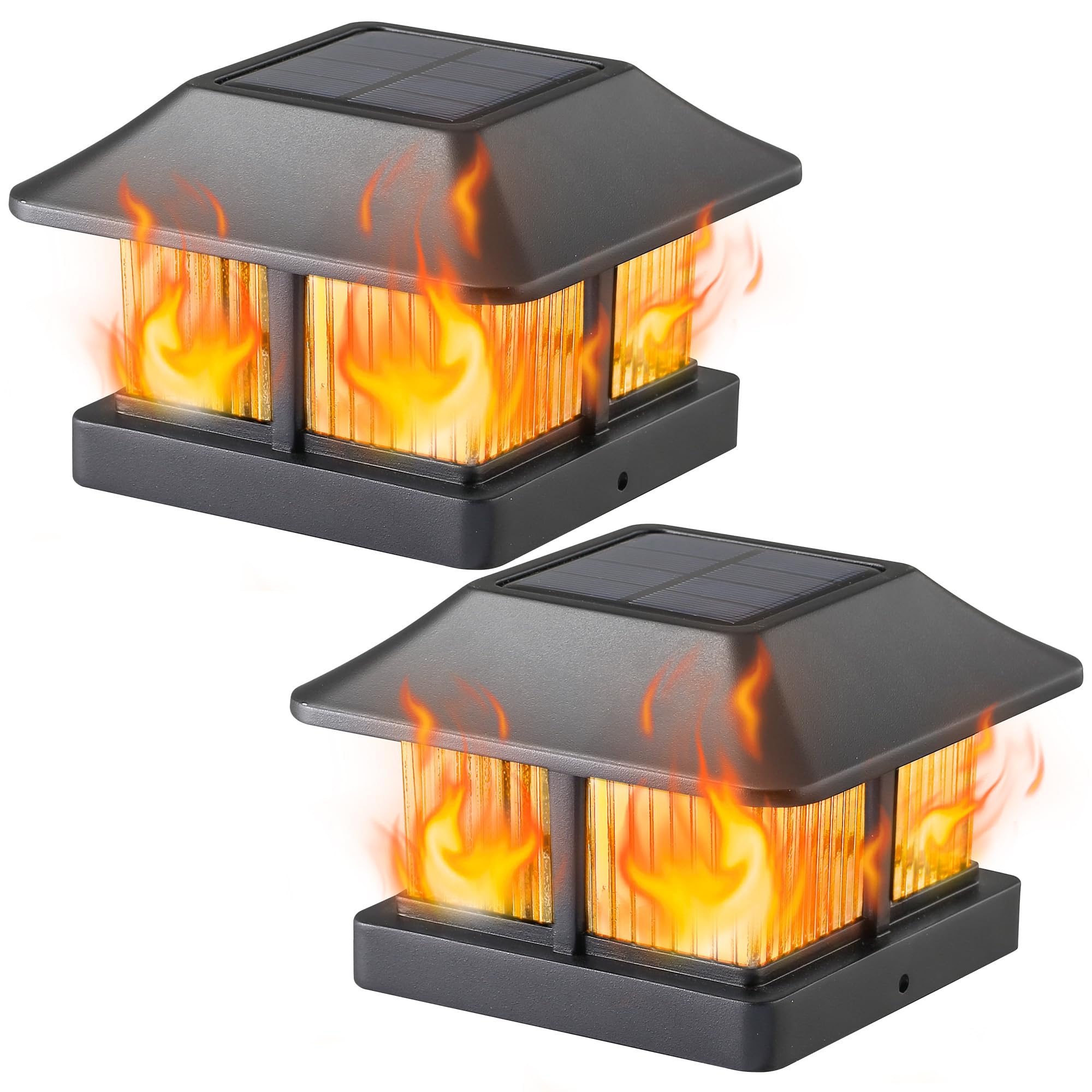 Dynaming Solar Flame Post Cap Lights Outdoor, Solar Powered Fence Post ...
