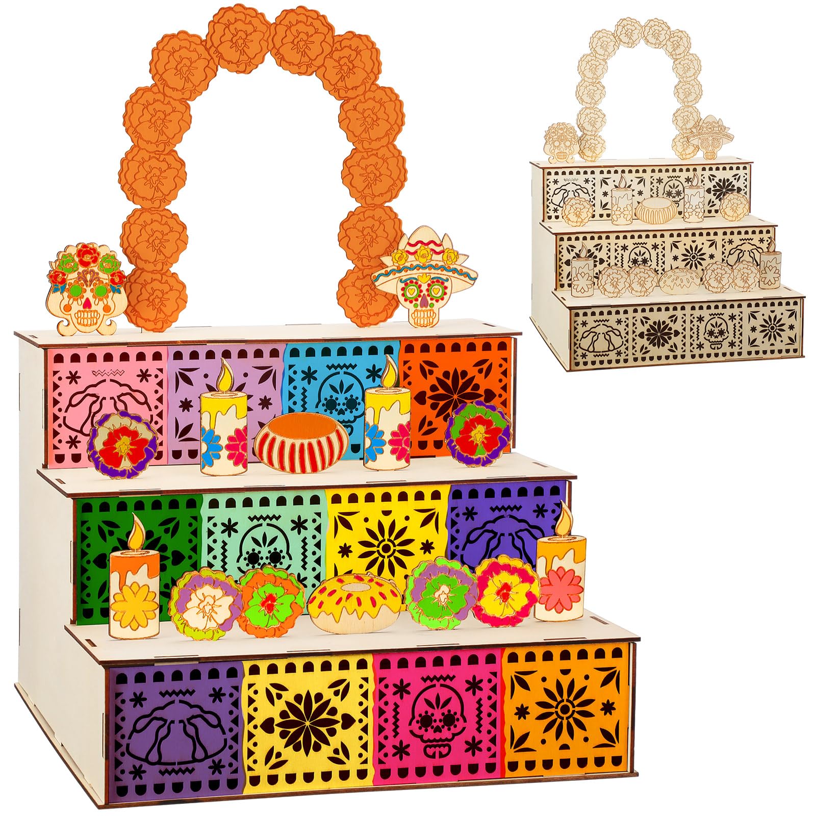 Wonderjune Day of Dead Ofrenda Box Alter Ofrenda Wooden Box Set Dia De ...