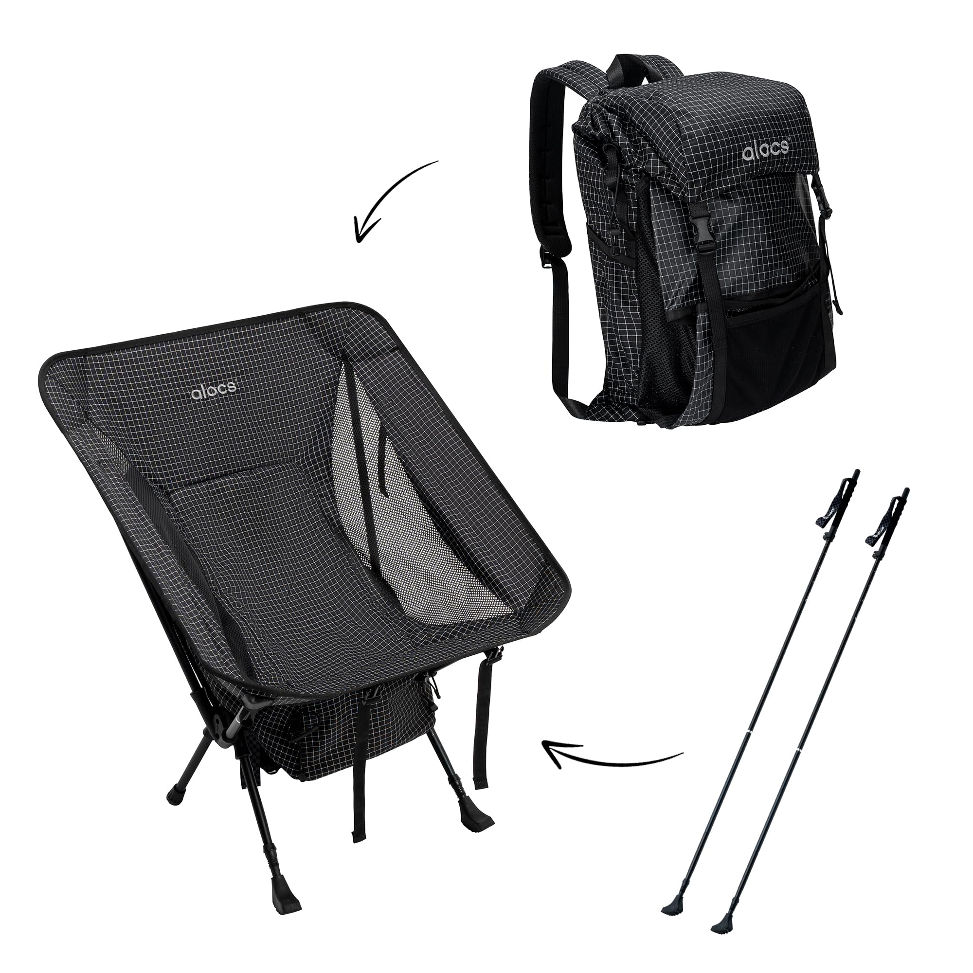 Alocs 3-in-1 Camping Chairs, Backpack Wearable Chair with Aluminium ...