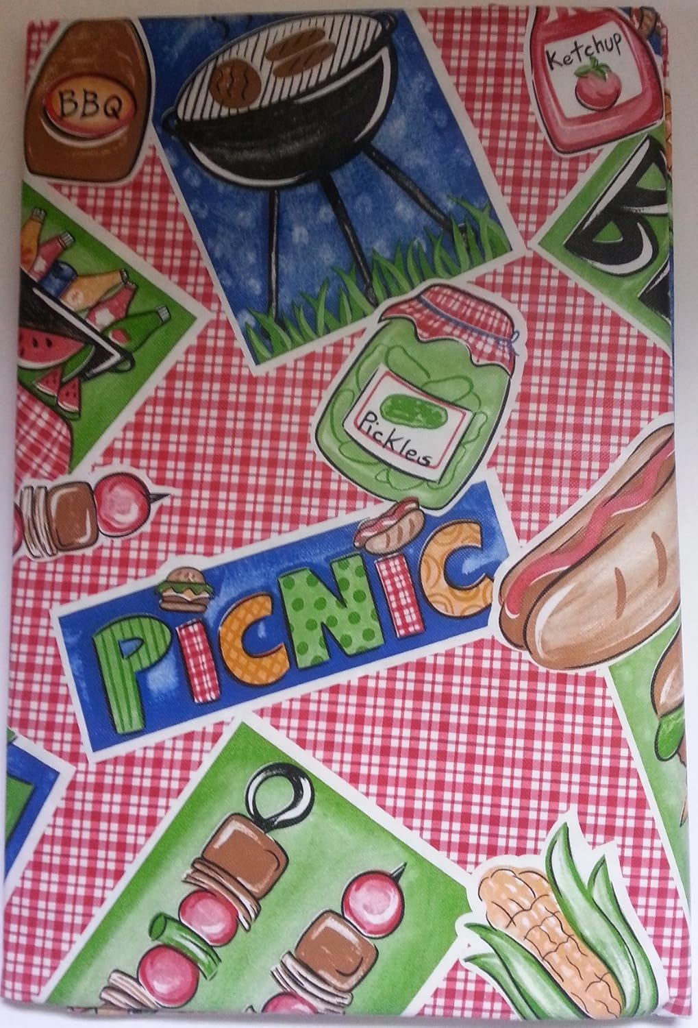 Amazon.com: Vinyl BBQ Picnic Tablecloth- Flannel Backed - with Red ...