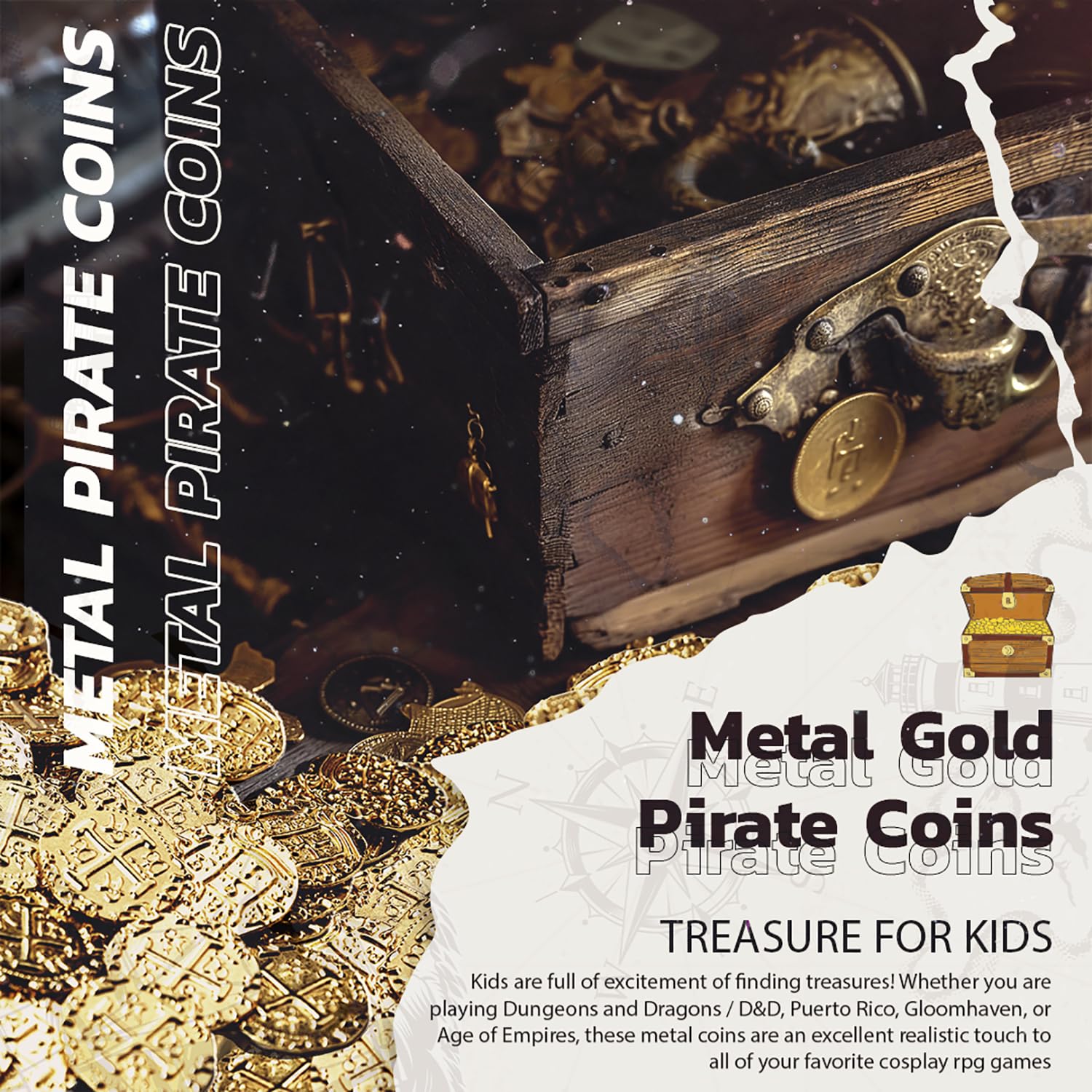 Mua v2croft 35 Metal Pirate Coins Gold, Gold Treasure Coin Set, Metal ...