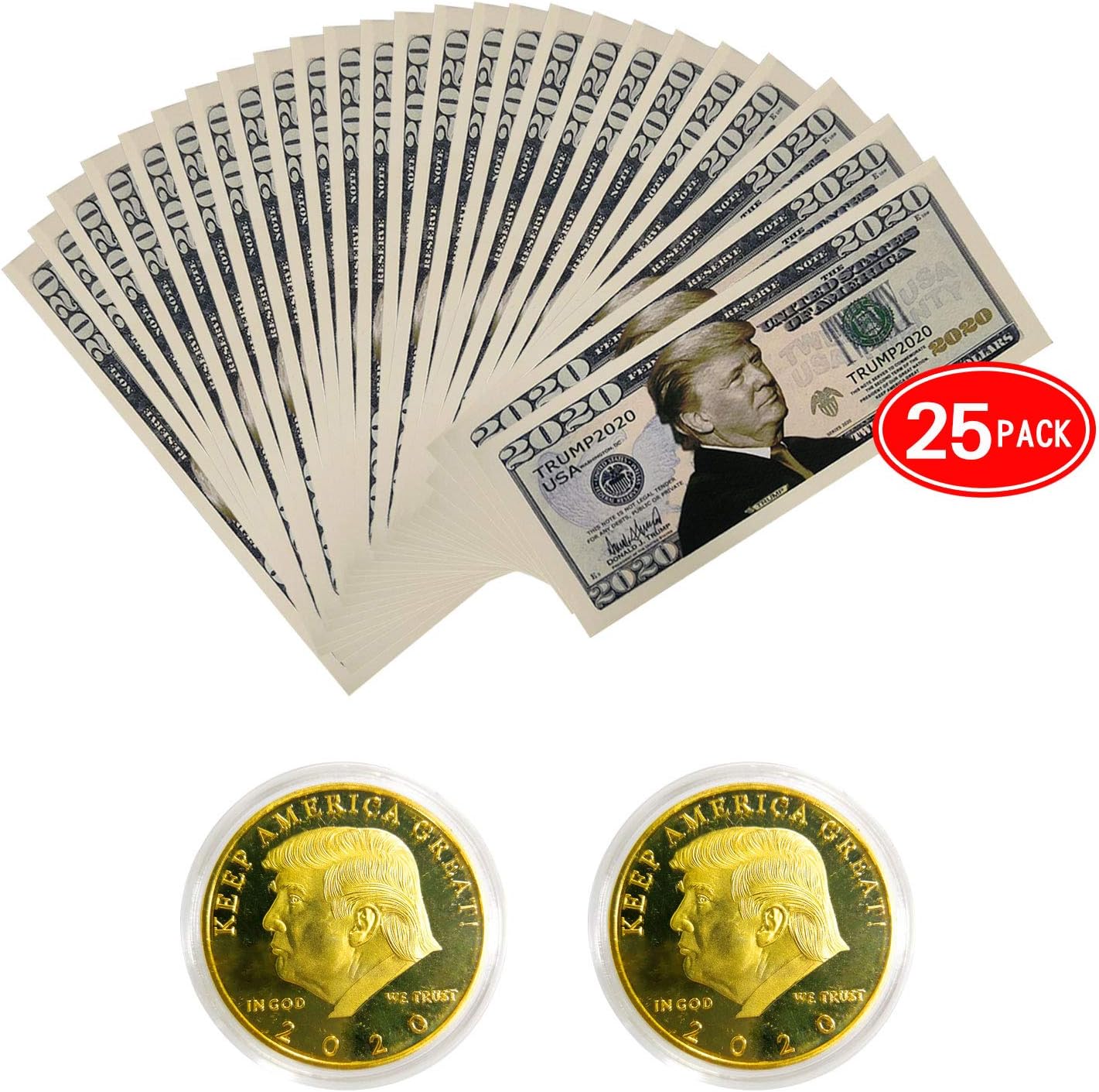 Amazon.com: Donald Trump 2020 Collectible Bill Coin Set - 2 Pack Gold ...