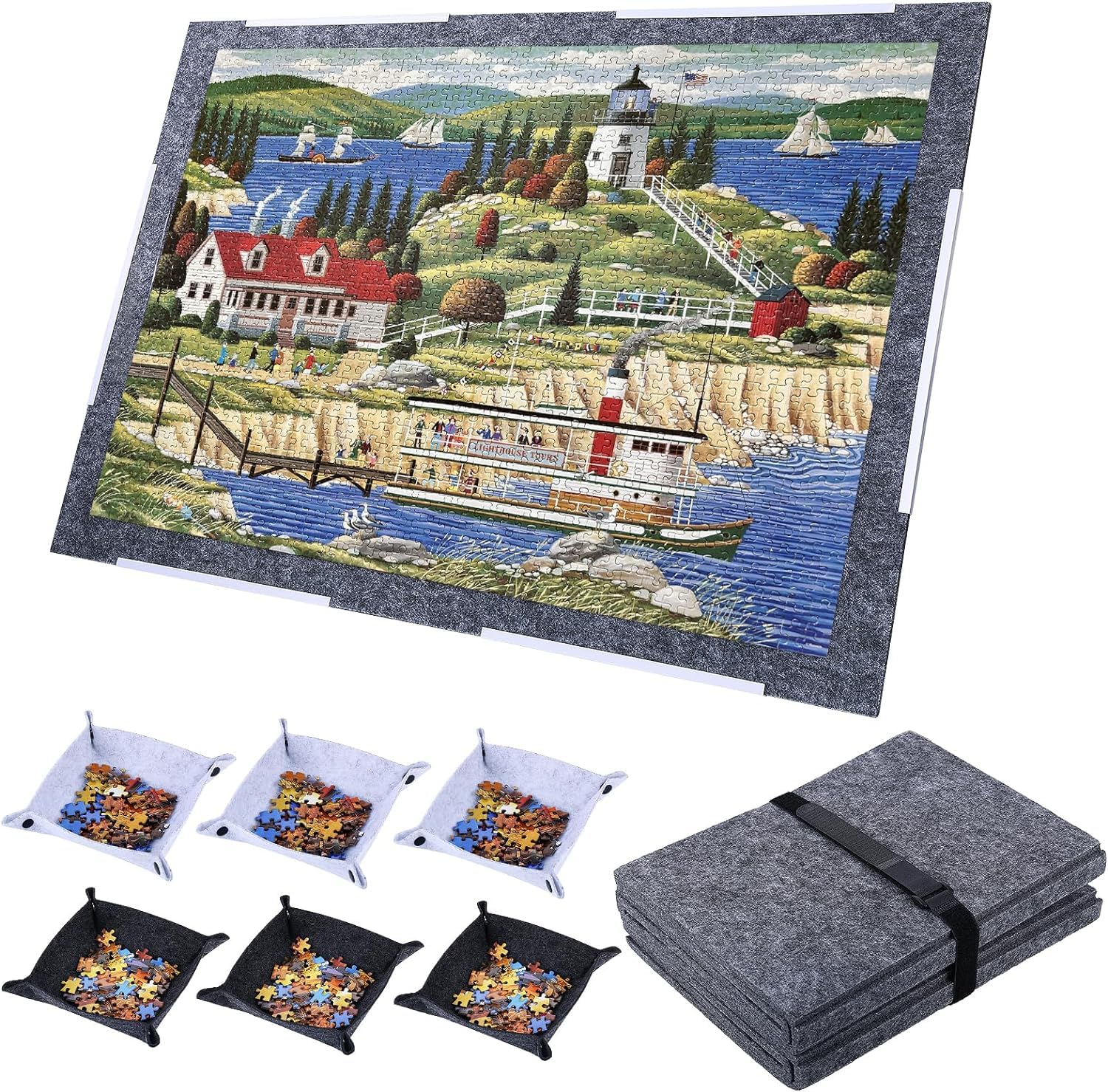 Jigsaw Puzzle Board,Folding Jigsaw Puzzle Mat,Large Puzzle Board with 6 ...