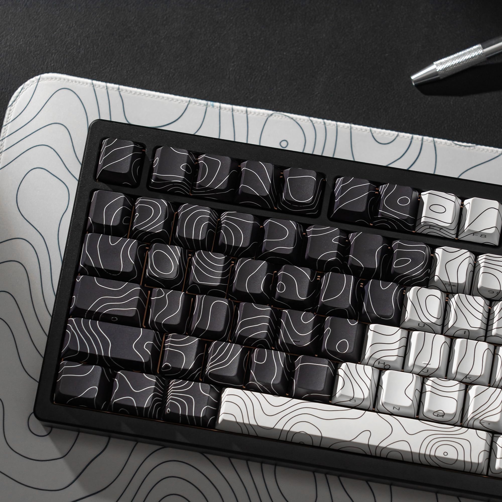 Mua Double Shot PBT keycaps,Black and White,Topographic keycaps,Lines ...