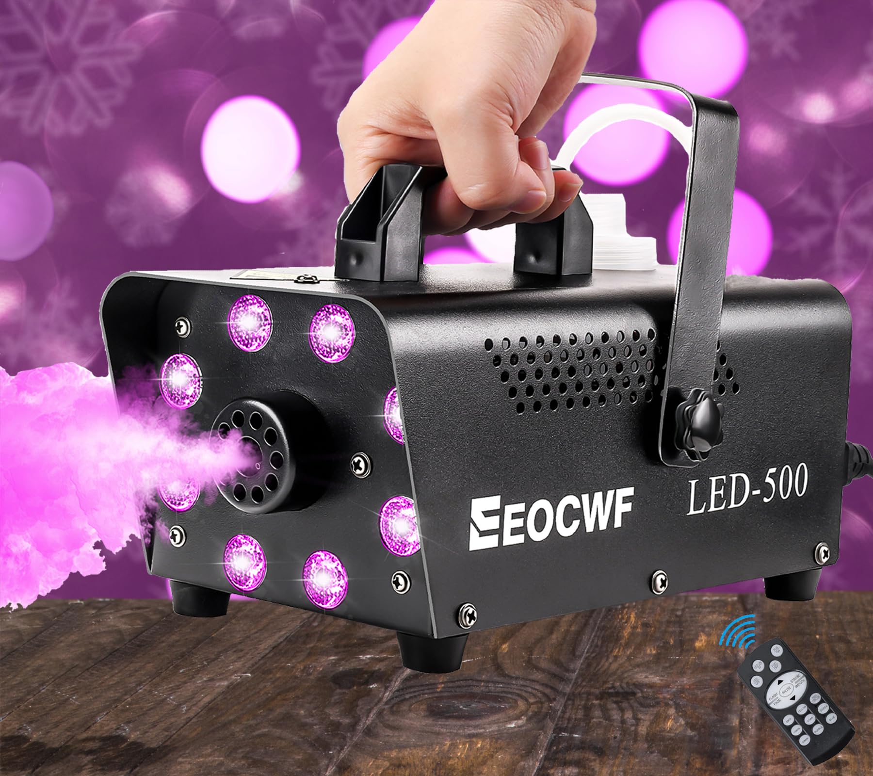 Upgraded Machine Fog Machine, 2000CFM Fog 8 LED and 13 Colors Lights ...